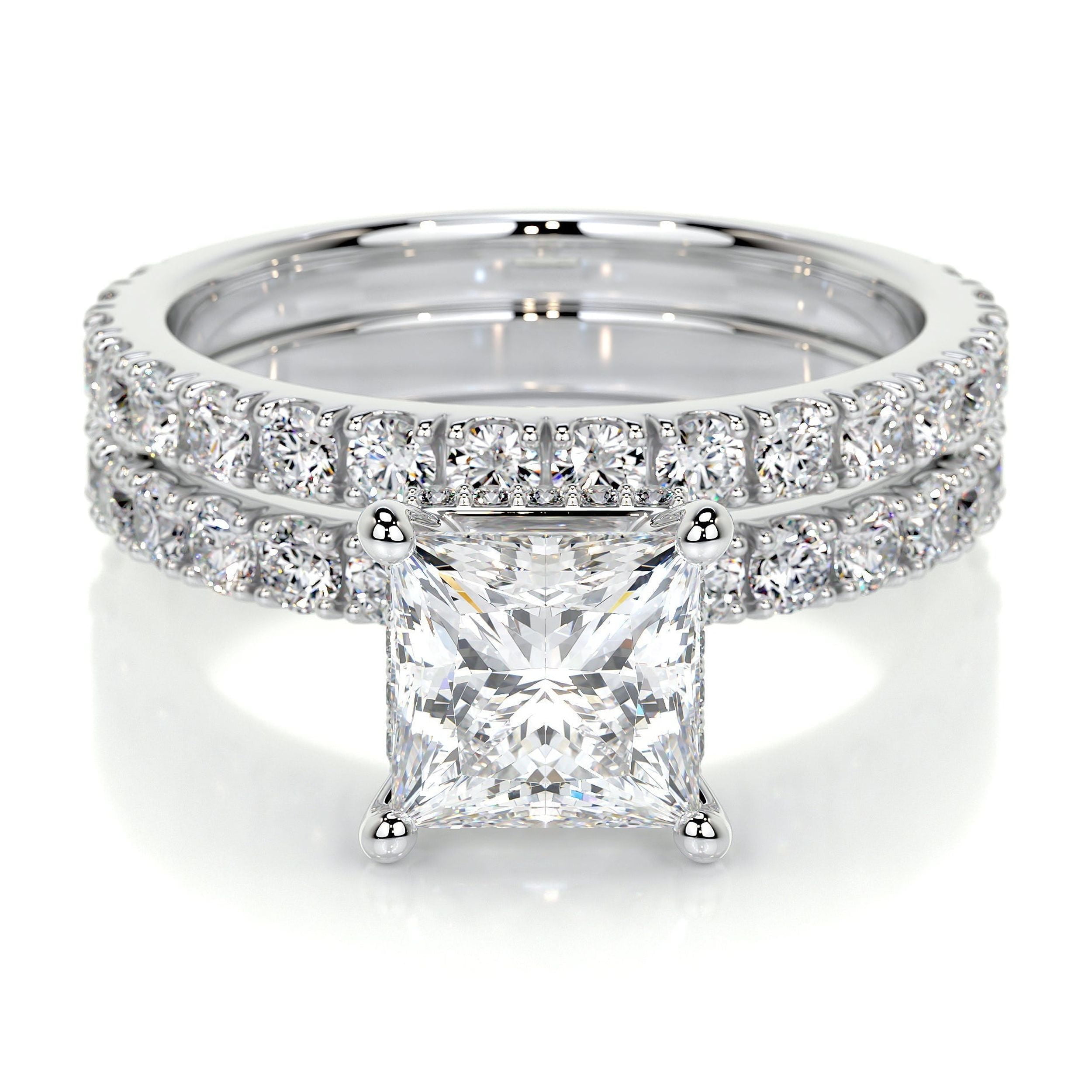 Edge Jewel Princess Cut Dual Eternity Engagement Ring - 1.9 Ct ...