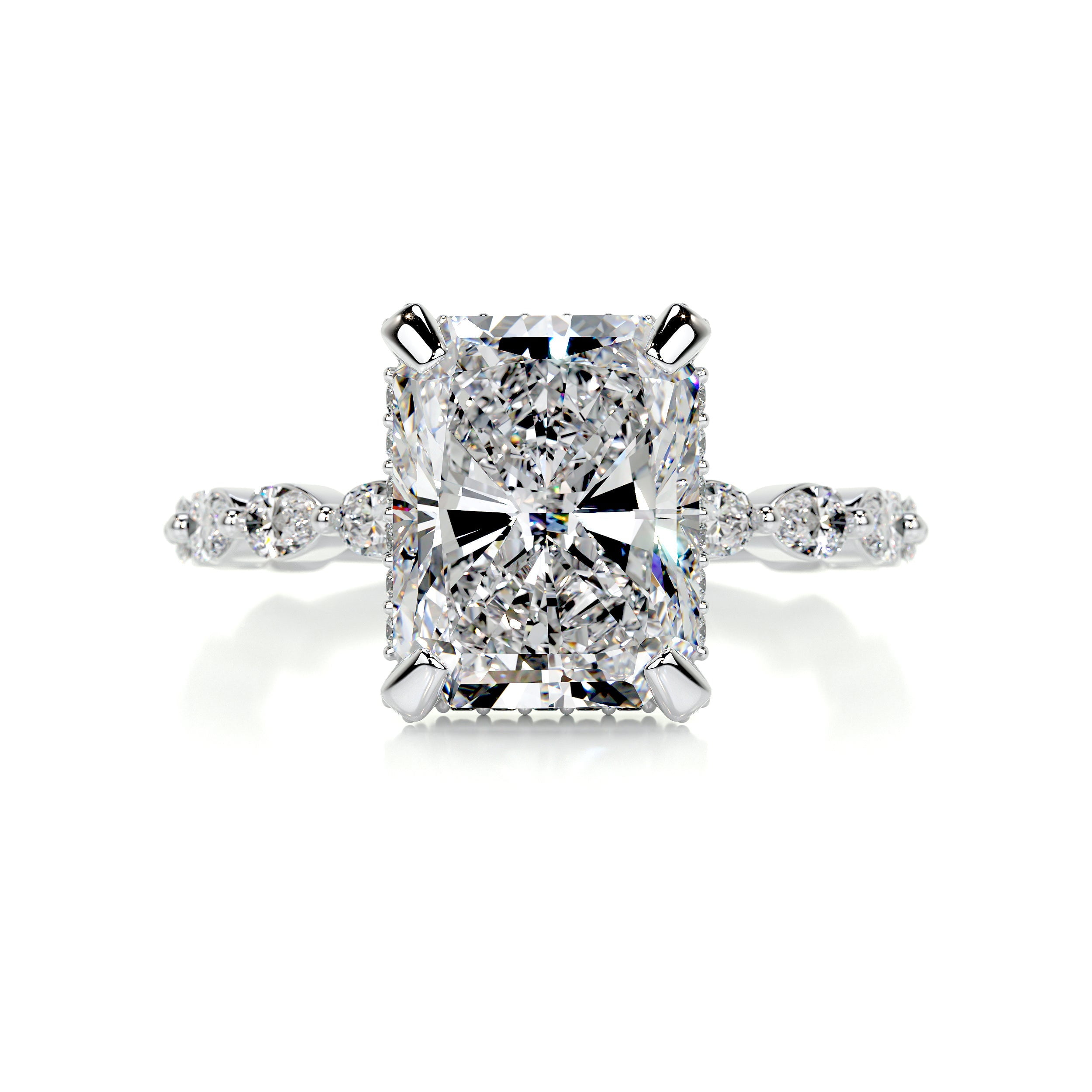 Edge Jewel Radiant Cut 2.4 Ct Moissanite - Wedding Ring - 14K White ...