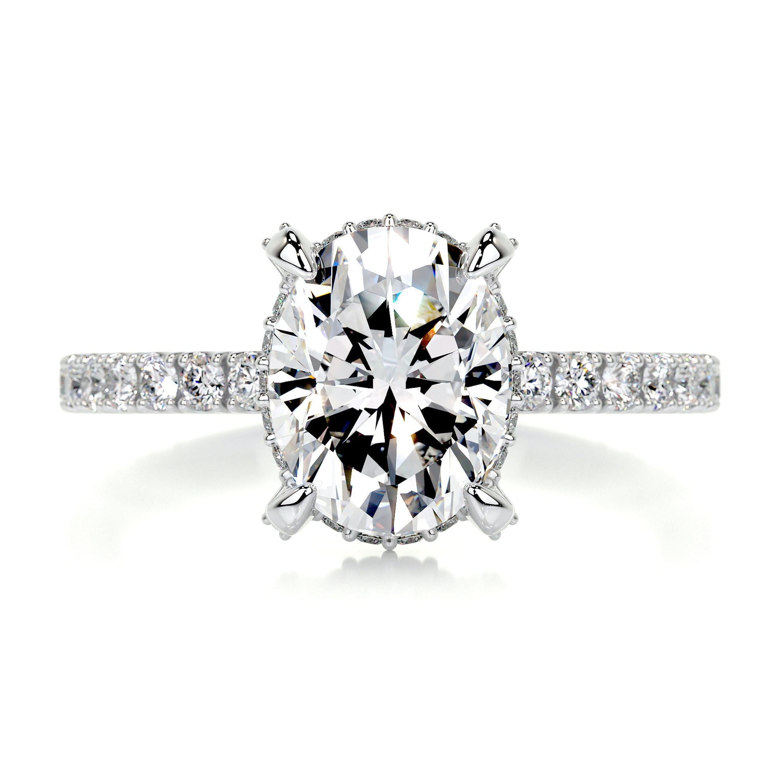 Edge Jewel Round Cut 2 Ct Moissanite - 14K White Gold Plated Band for ...