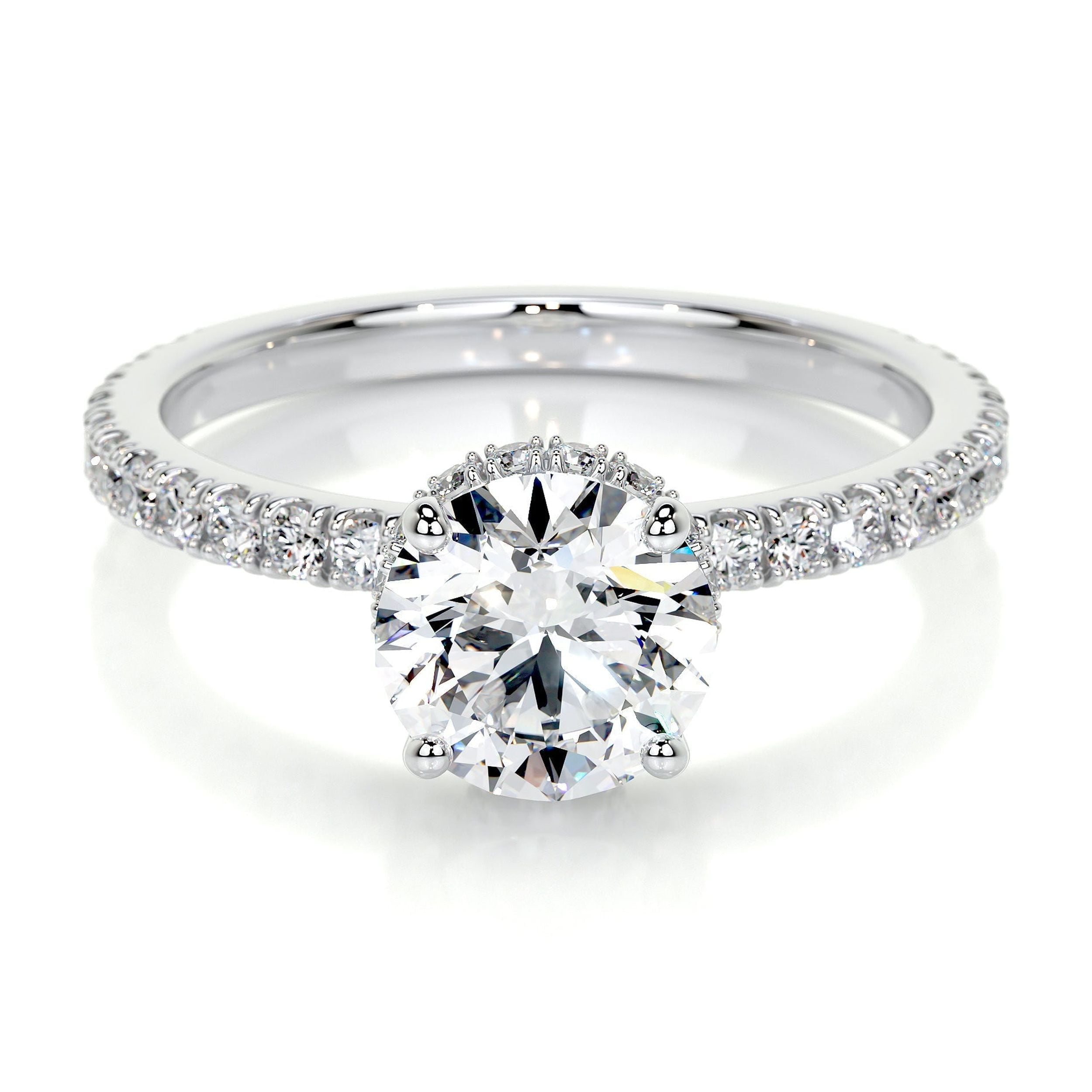 Edge Jewel Round Cut 2 Ct Moissanite - Wedding Ring - 14K White Gold ...