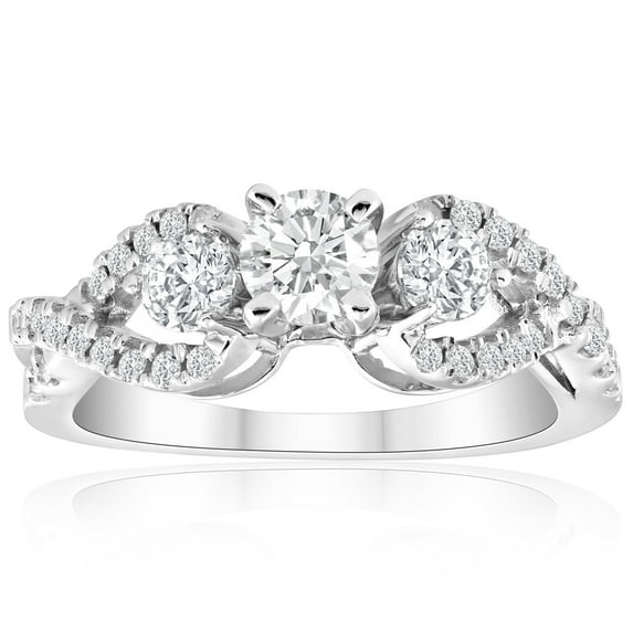 Edge Jewel Silver 14K White Gold Over Ring - Round Cut 1.3 Ct VVS1/D ...