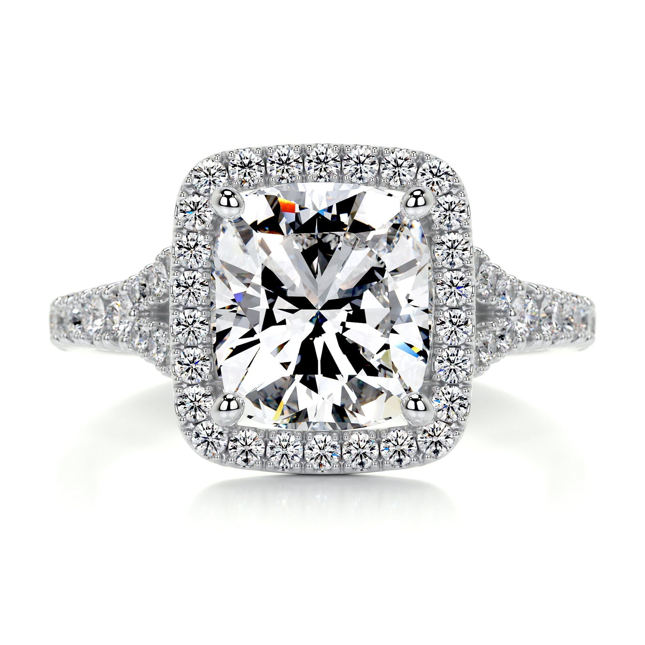 Edge Jewel Wedding Engagement Ring - 14K White Gold Plated Ring for ...