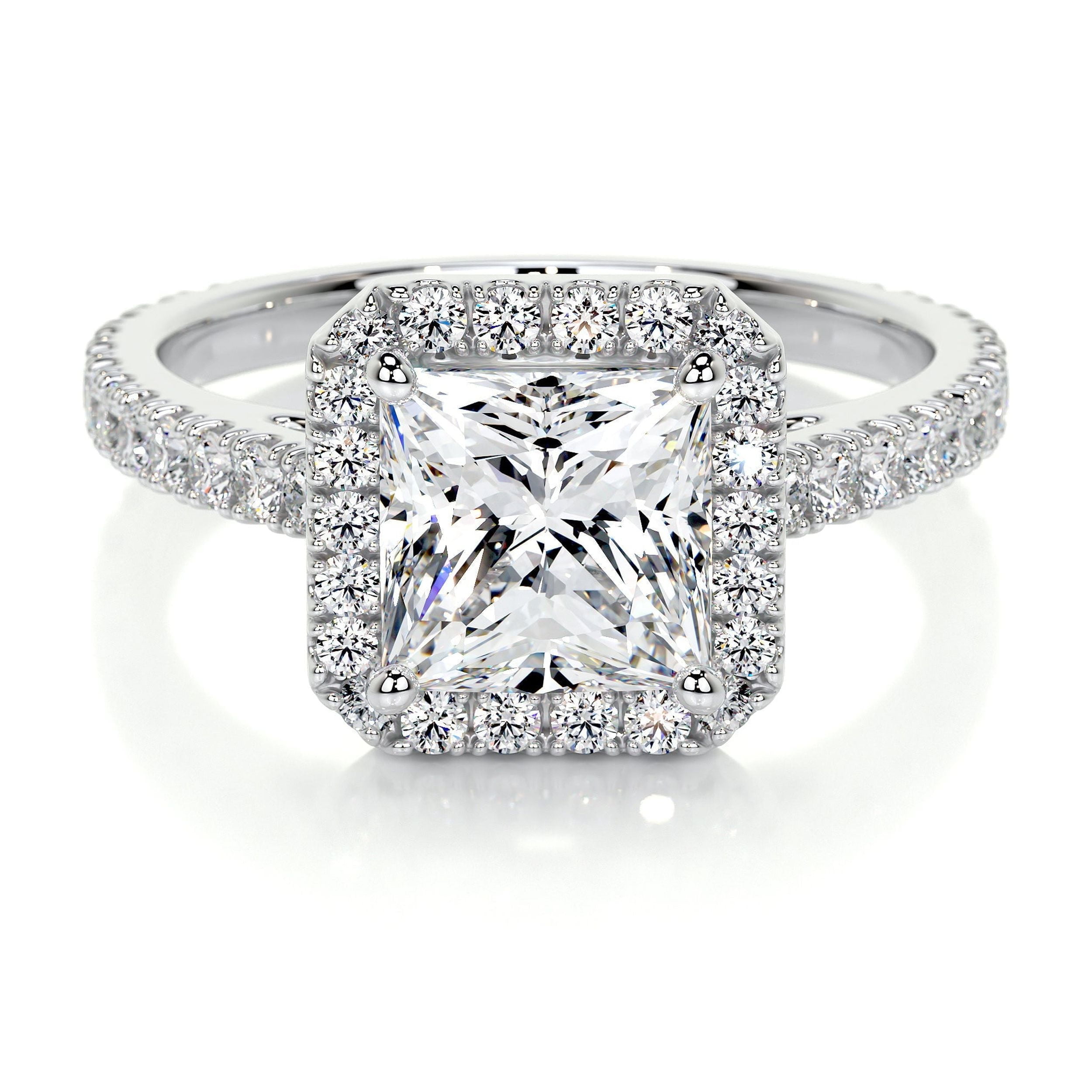 Edge Jewel Wedding Ring - 14K White Gold Plated Diamond Ring - 1.9 Ct ...