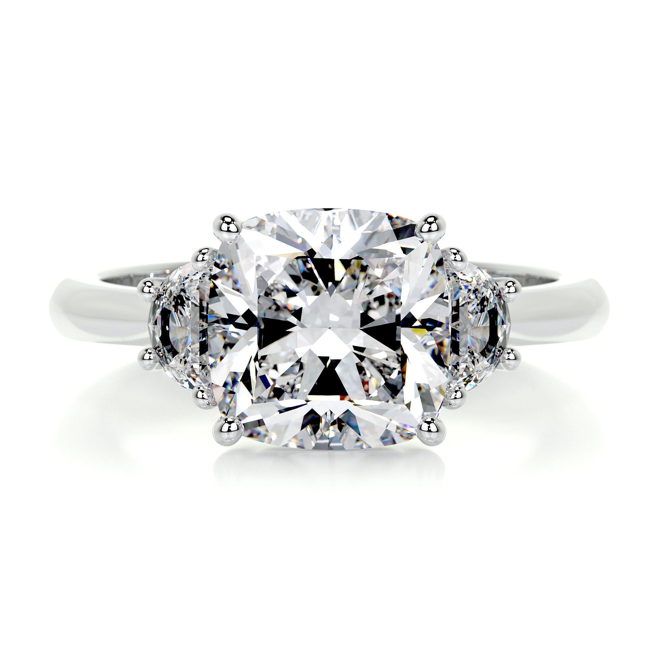 Edge Jewel Wedding Ring - 14K White Gold Plated Moissanite Ring for Her ...