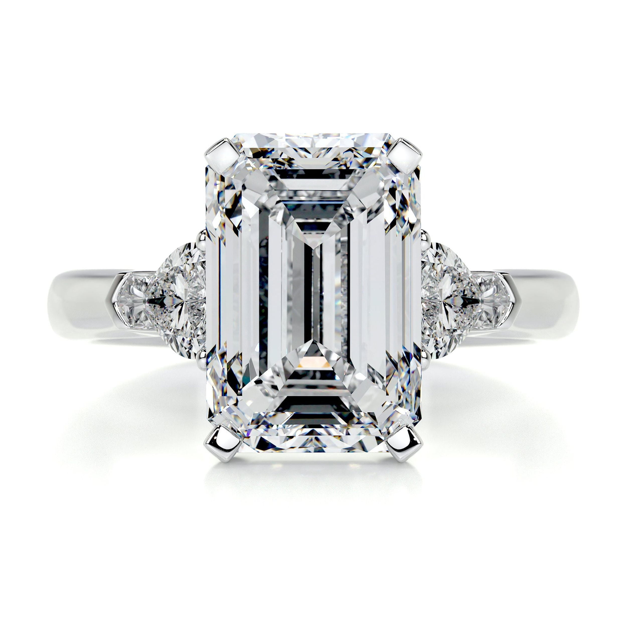 Edge Jewel Wedding Ring - 14K White Gold Plated Moissanite Rings for ...