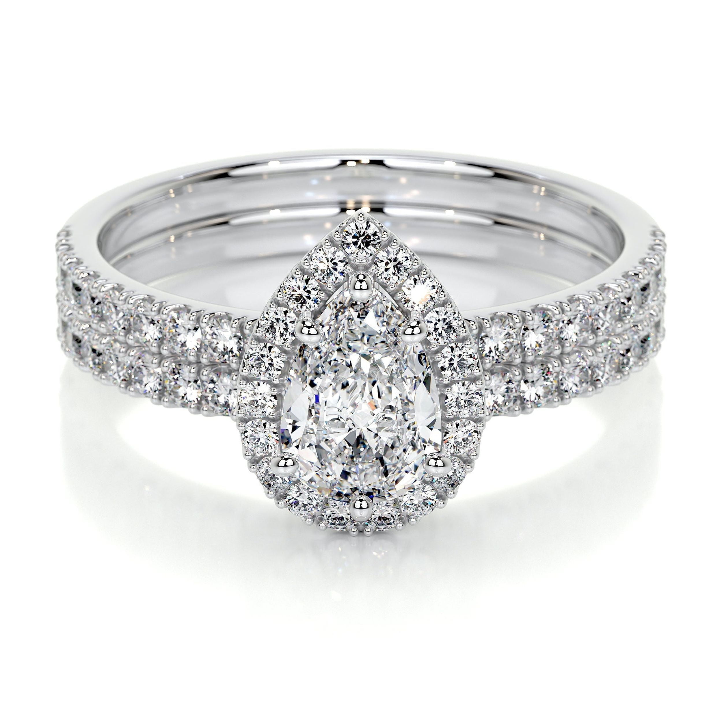Edge Jewel Wedding Ring - 14K White Gold Plated Ring for Women's - 1.8 ...
