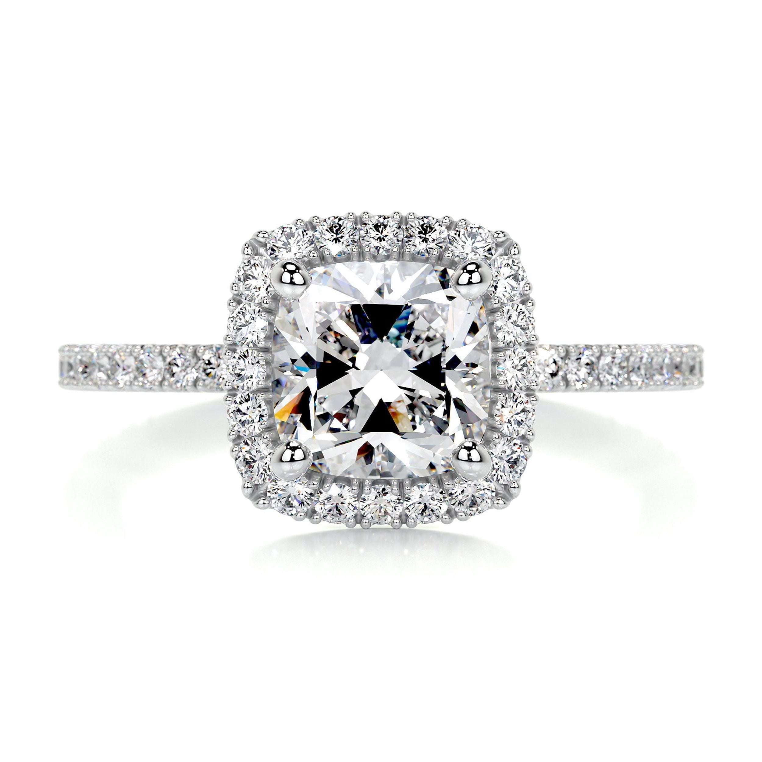 Edge Jewel Wedding Ring - 14K White Gold Plated Ring for Women's - 1.9 ...