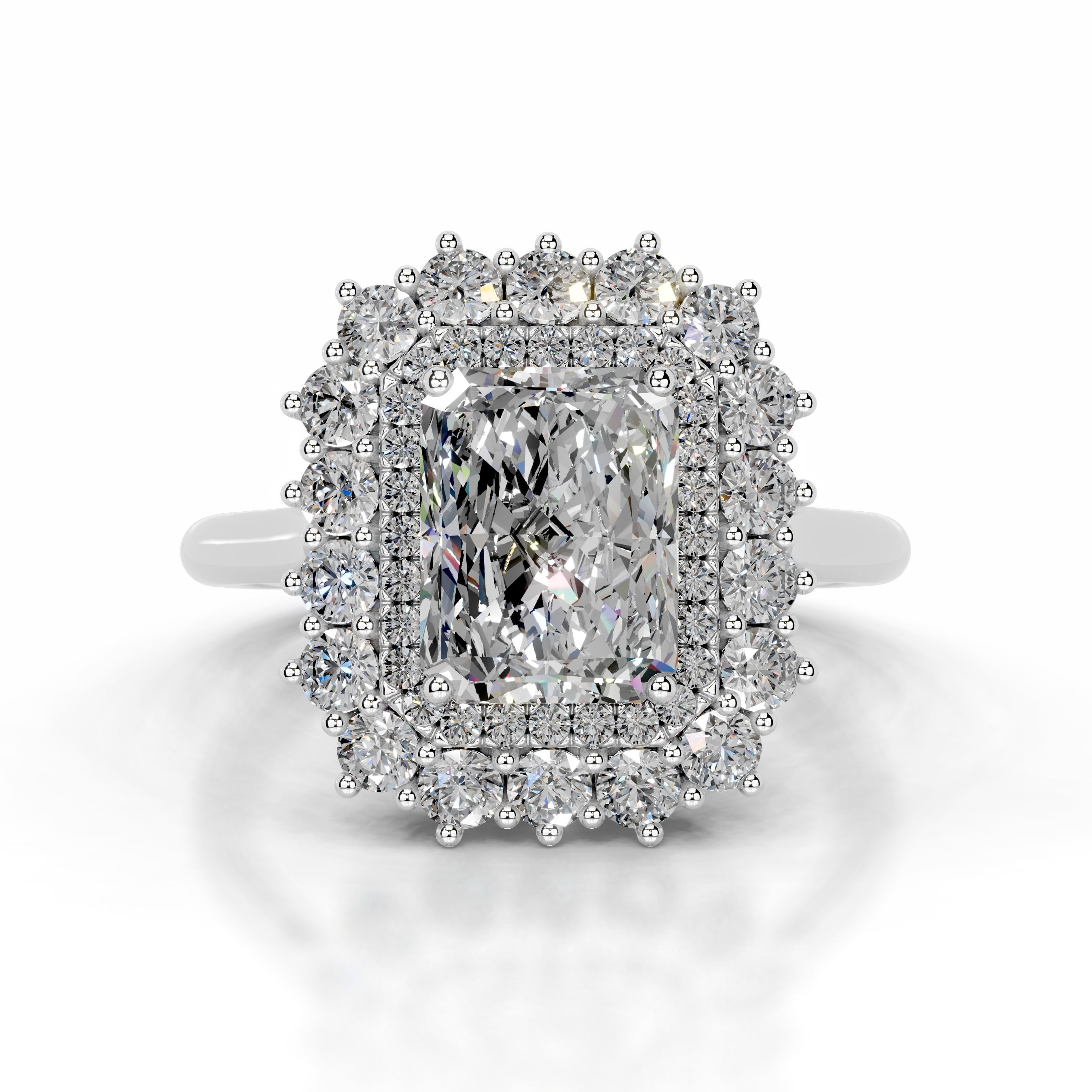 Edge Jewel Wedding Ring - Radiant Cut Excellent 2 Ct Moissanite Ring ...