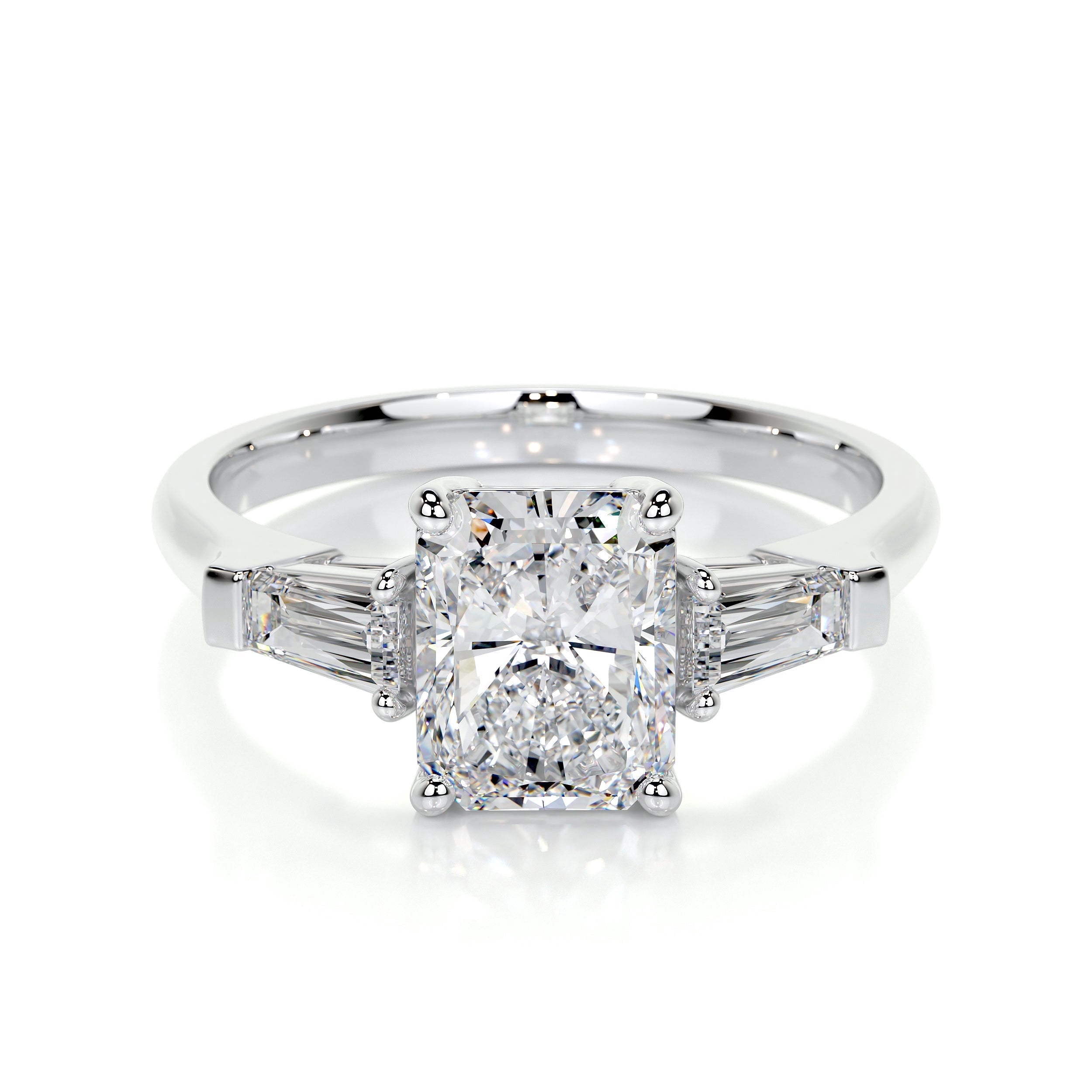 Edge Jewel Wedding Ring - Three Stone Moissanite Ring for Women - 14K ...