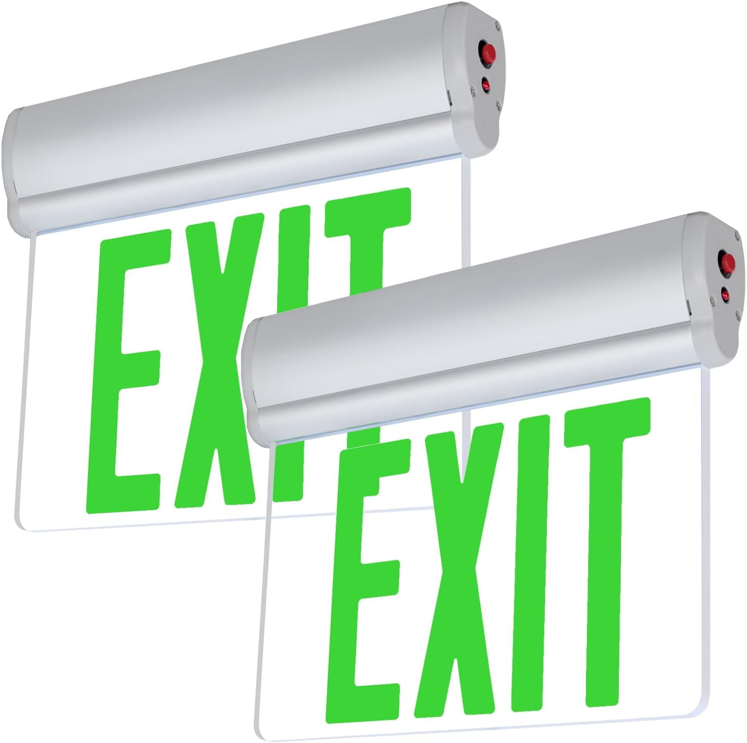 Edge-Lit Green Exit Sign | Modern Design Brushed Aluminum Housing | All ...