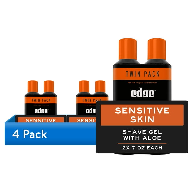 (4 pack) Edge Sensitive Skin Shave Gel for Men with Aloe, Twin Pack ...