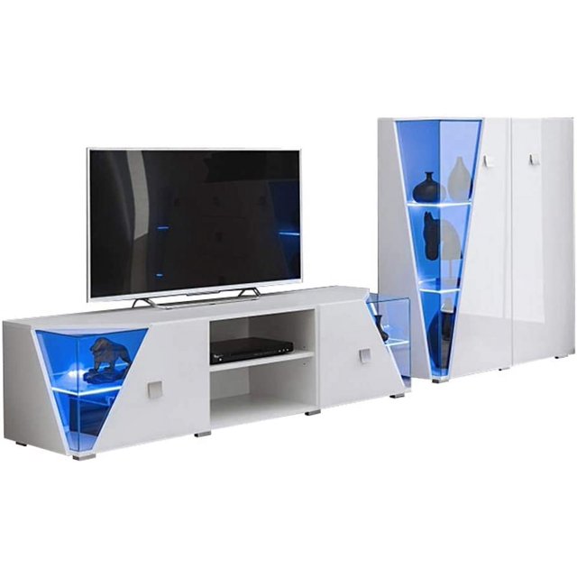 Edge Set TV-CUR Modern Wall Unit Entertainment Center - Walmart.com