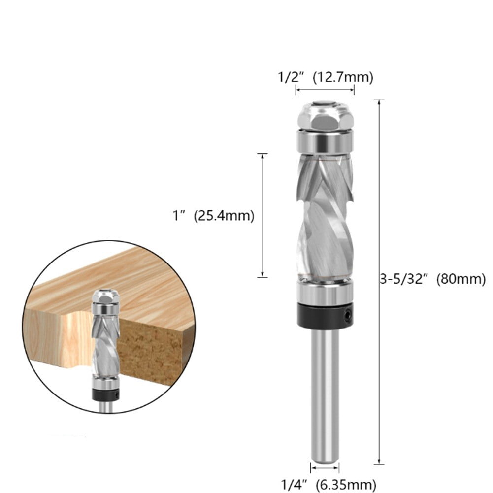 Edge Trimming Router Bit Double Spiral Drill Bit With 1/4 Shank 1/2 ...