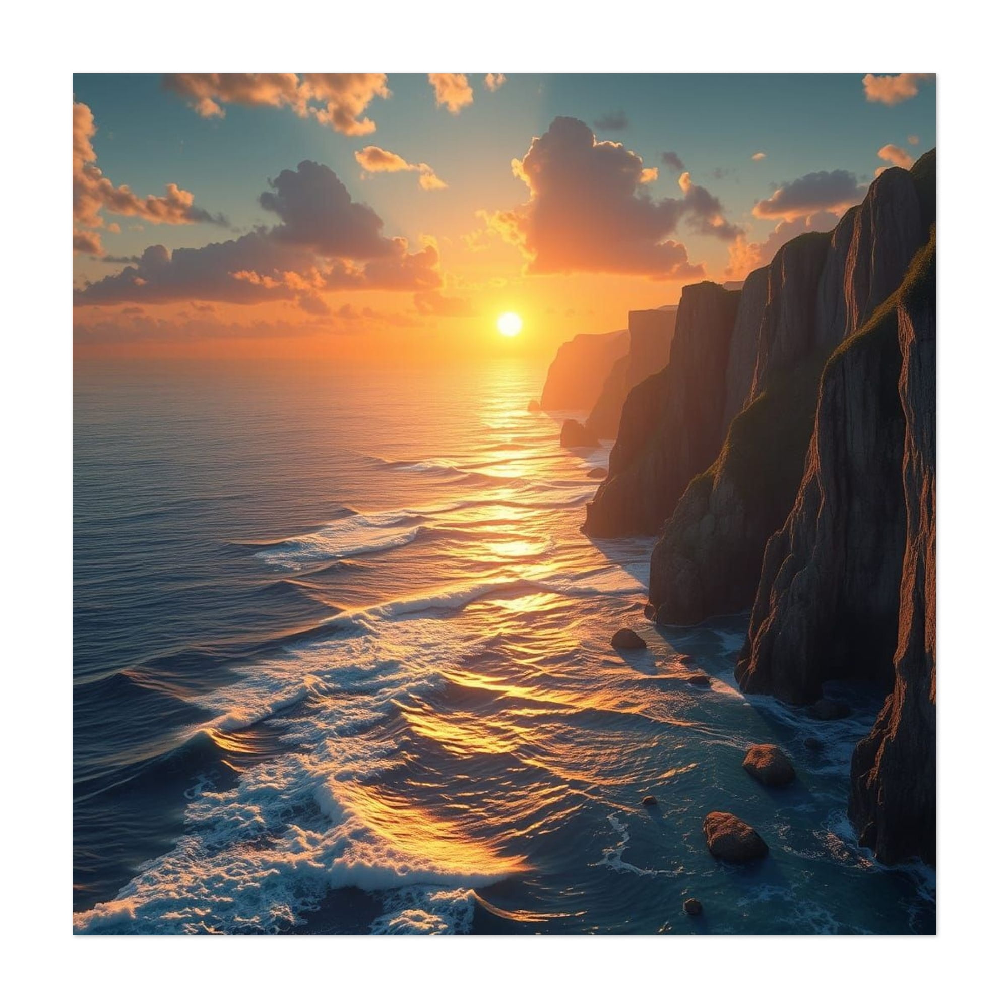 Edge of Horizon - Digital Art Sunset Coast Ocean Seascape Landscape ...