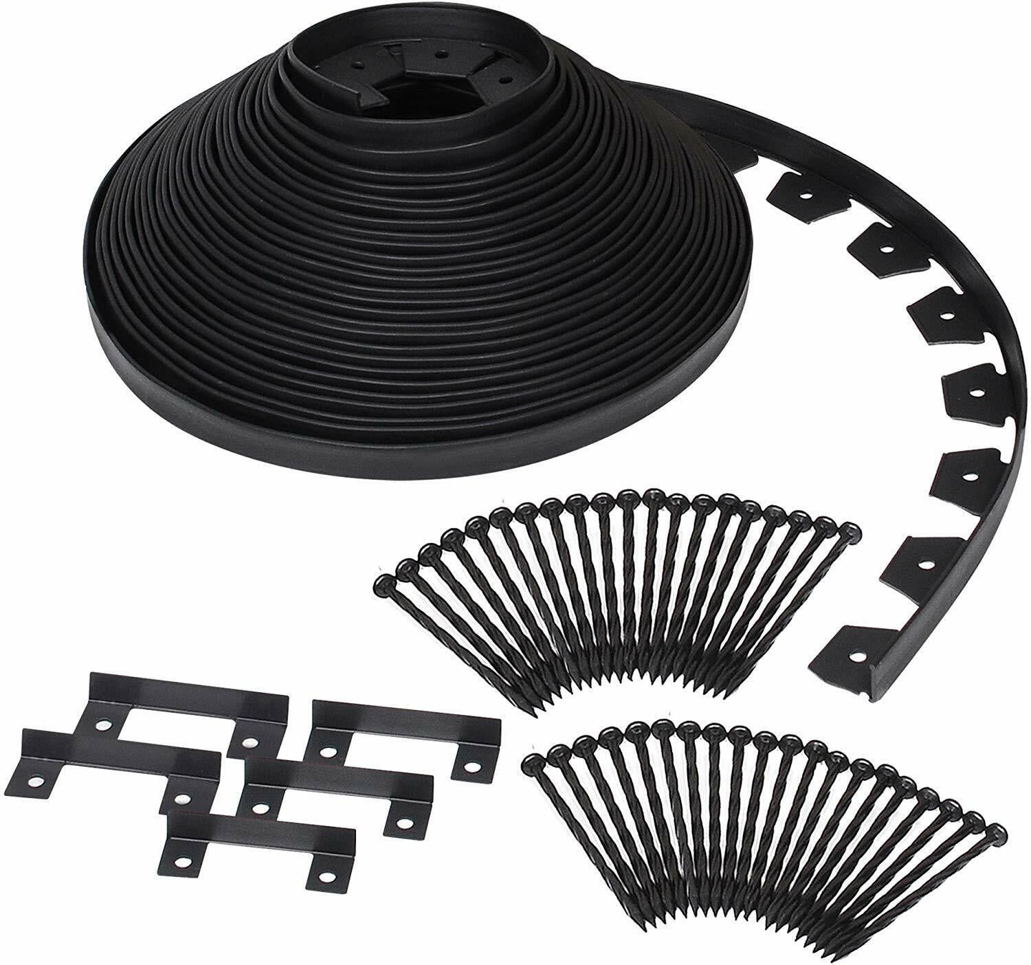 EdgePro 3100-100C 100ft Plastic Heavy Duty No-Dig Edging Kit - Black ...