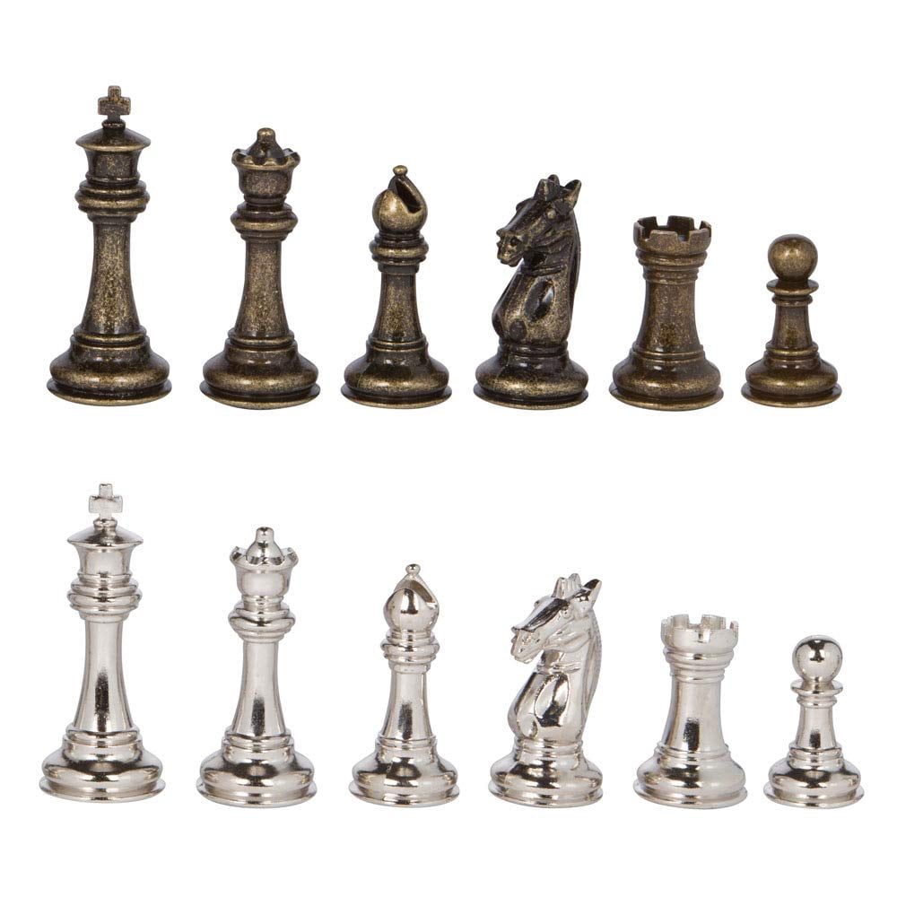 Edgemar Silver and Bronze IFF17 Metal Chess Pieces with 3.75 Inch King ...