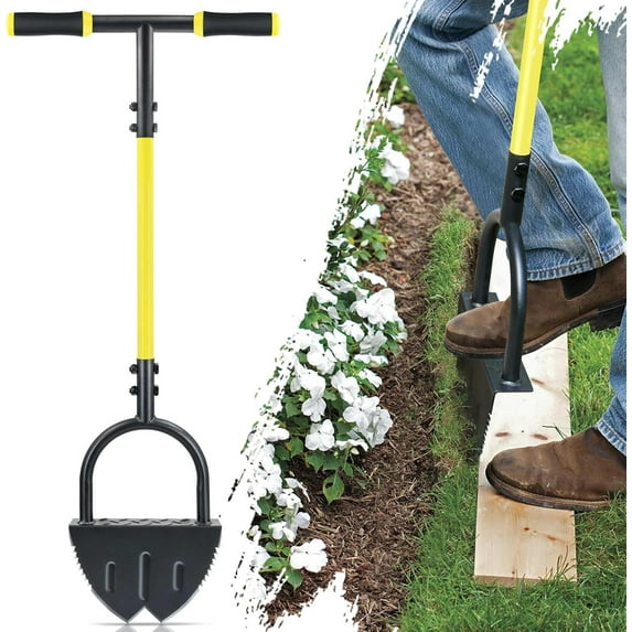 Edger Lawn Tool Long Handle, Upgraded Manual Grass Edger with Double V ...