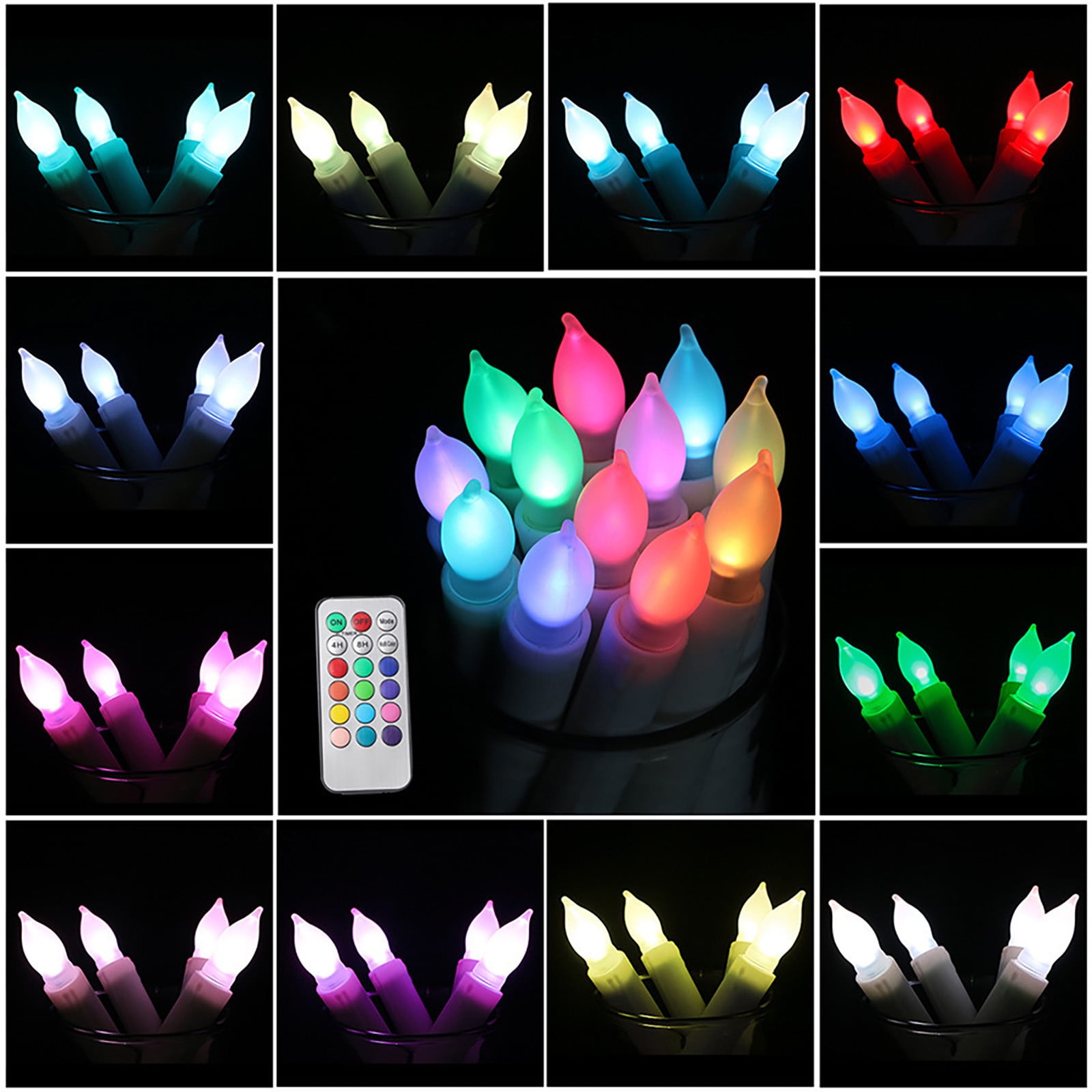 12 Pcs LED Flameless Taper Candles Flickering with Remote Timer, Color ...