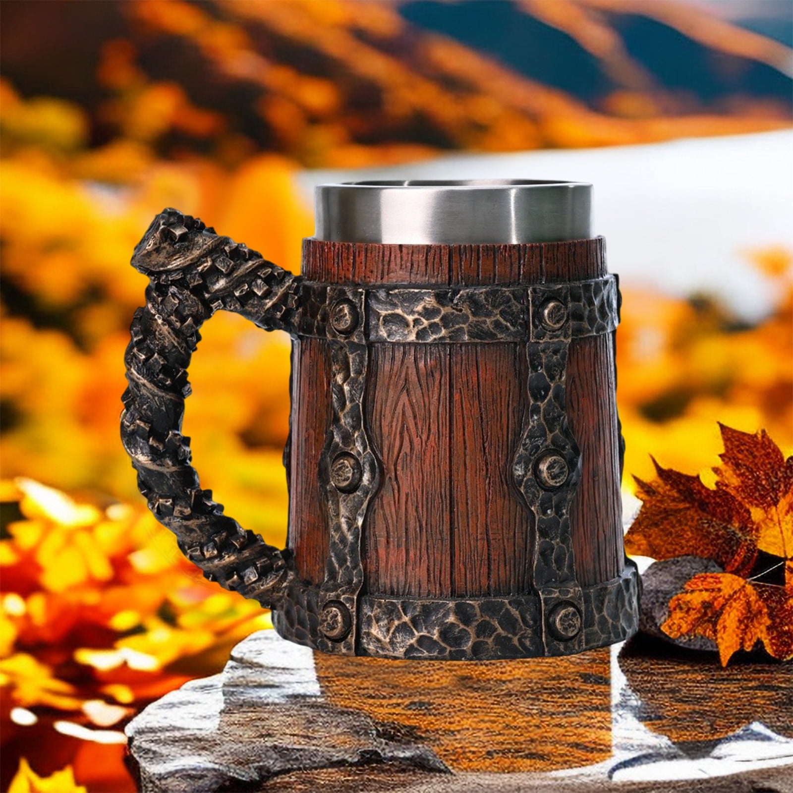 Edgergery 2025 Wooden Barrel Beer Mug,Brown Vintage Pirate Beer Mug ...