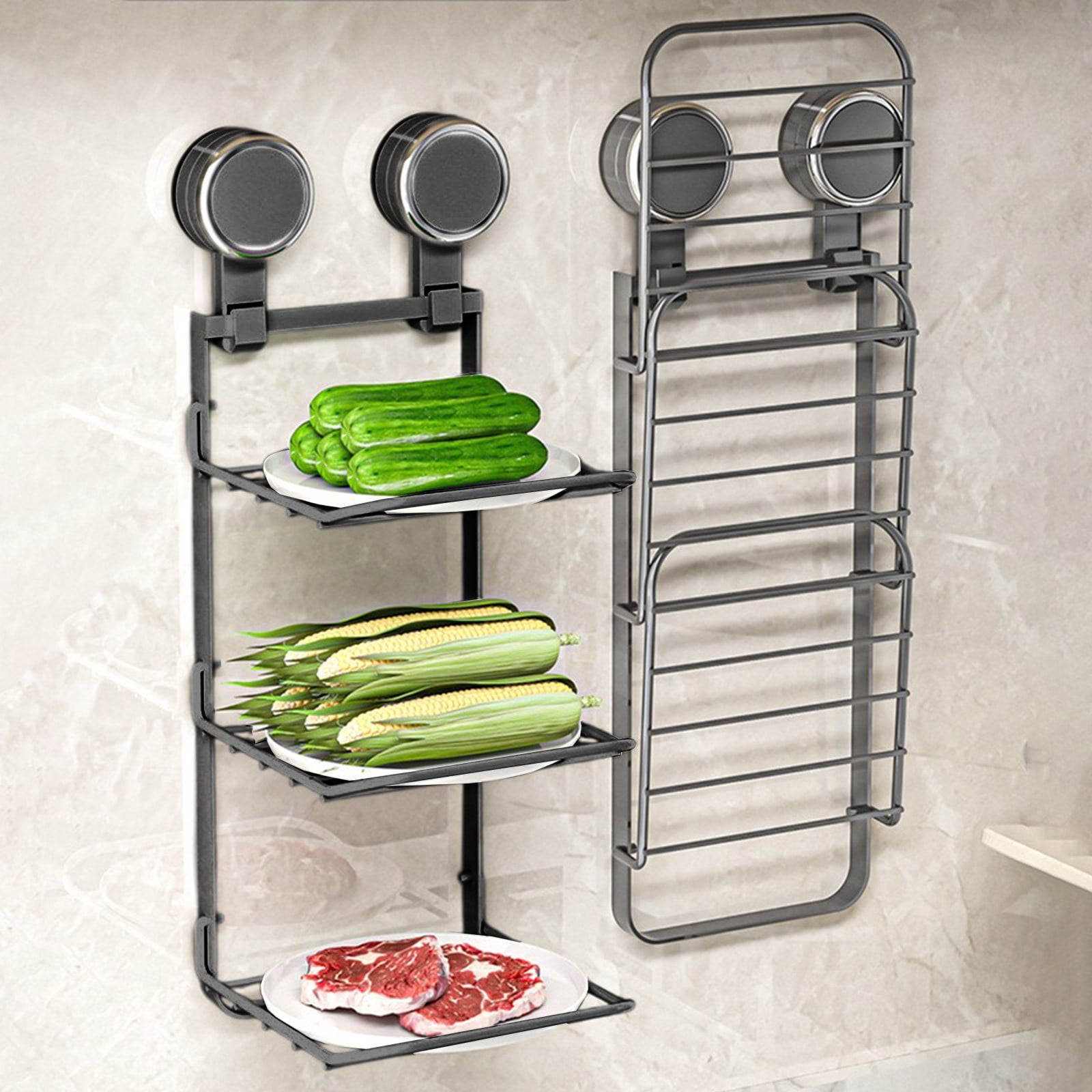 Edgergery 3 Layer Wall Hanging Storage Rack,Folding Type Food ...