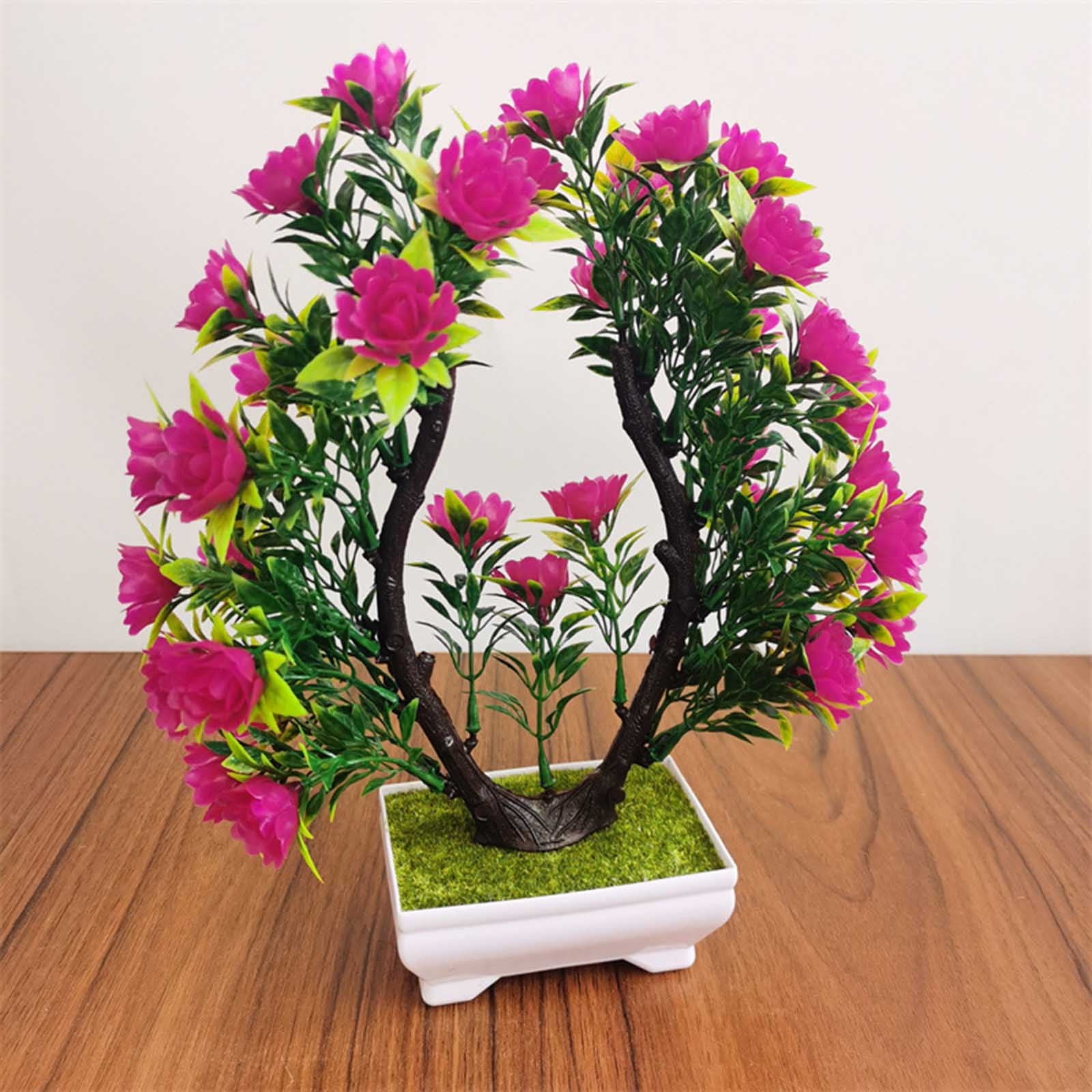 Edgergery Artificial Potted Plant,Faux Floral Bonsai Tree with Flowers ...