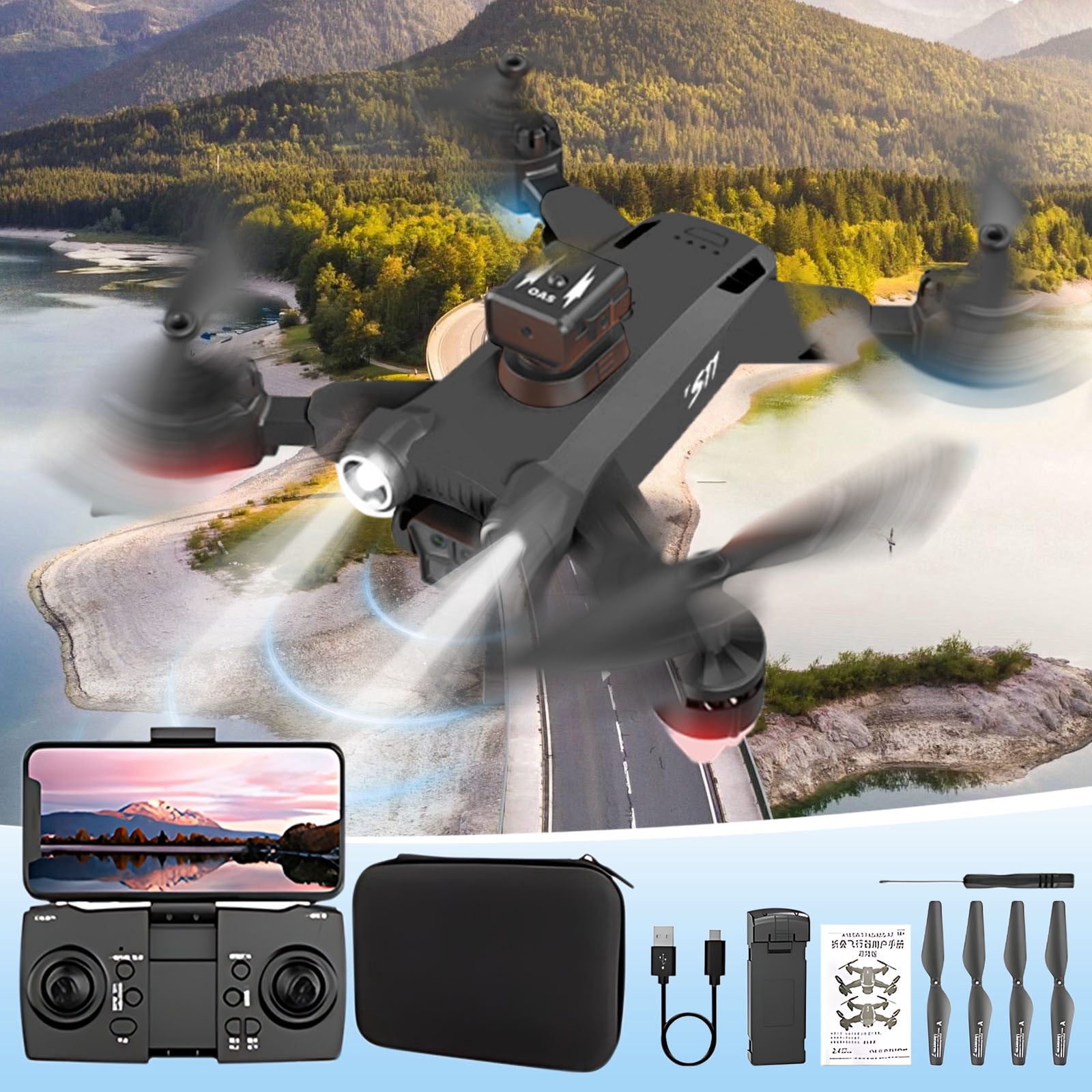 Edgergery Brushless Drone with Camera,Optical Flow Hovering Drone,4K ...