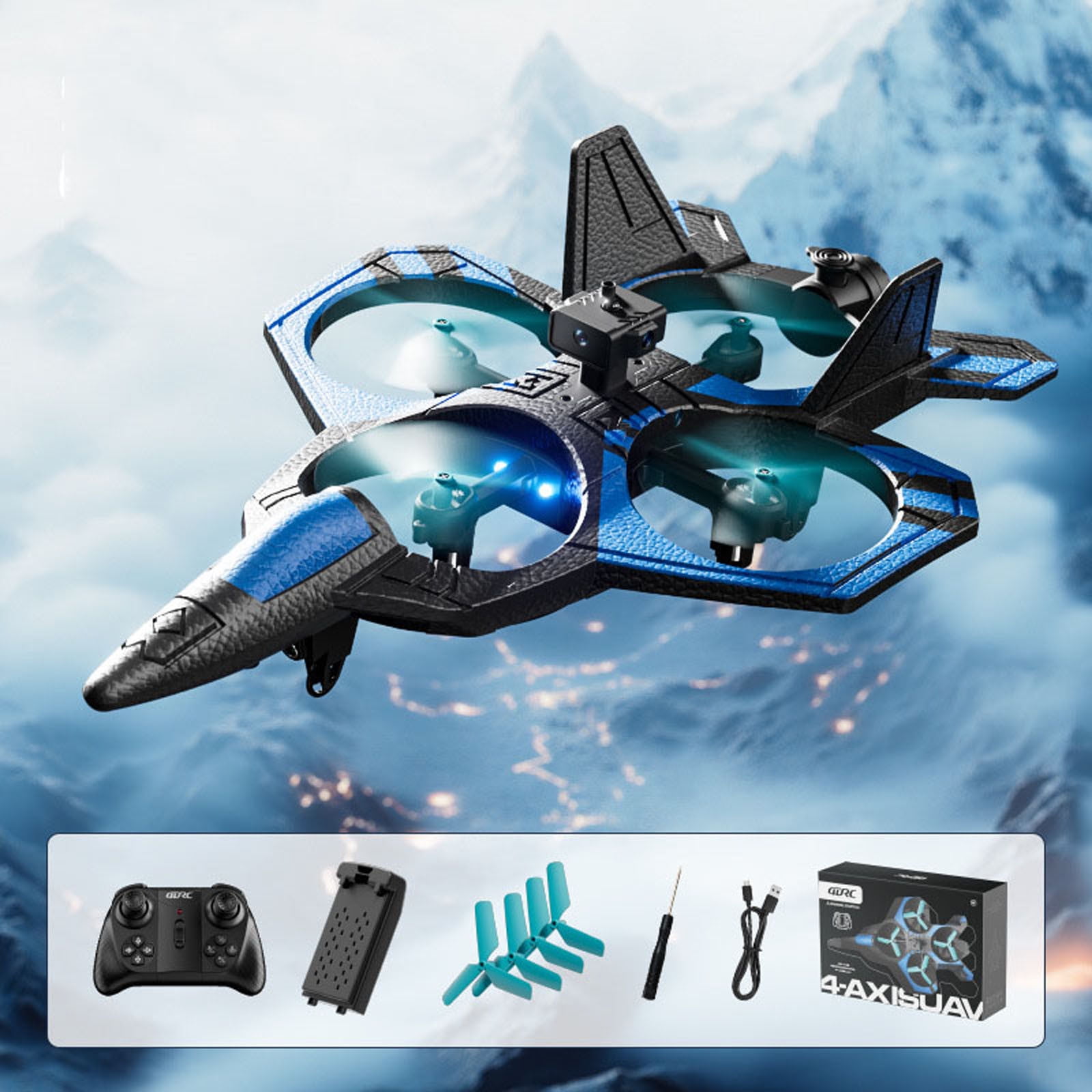 Christmas Drone,RC Fighter Airplane,Cool Obstacle Avoiding V46 Remote ...