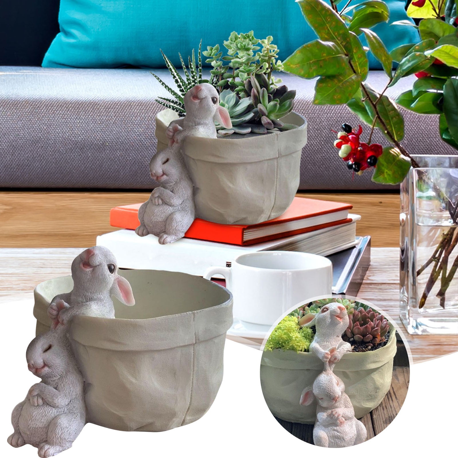 Edgergery Creative Bunny Flower Pot Succulent Planter Garden Pots ...