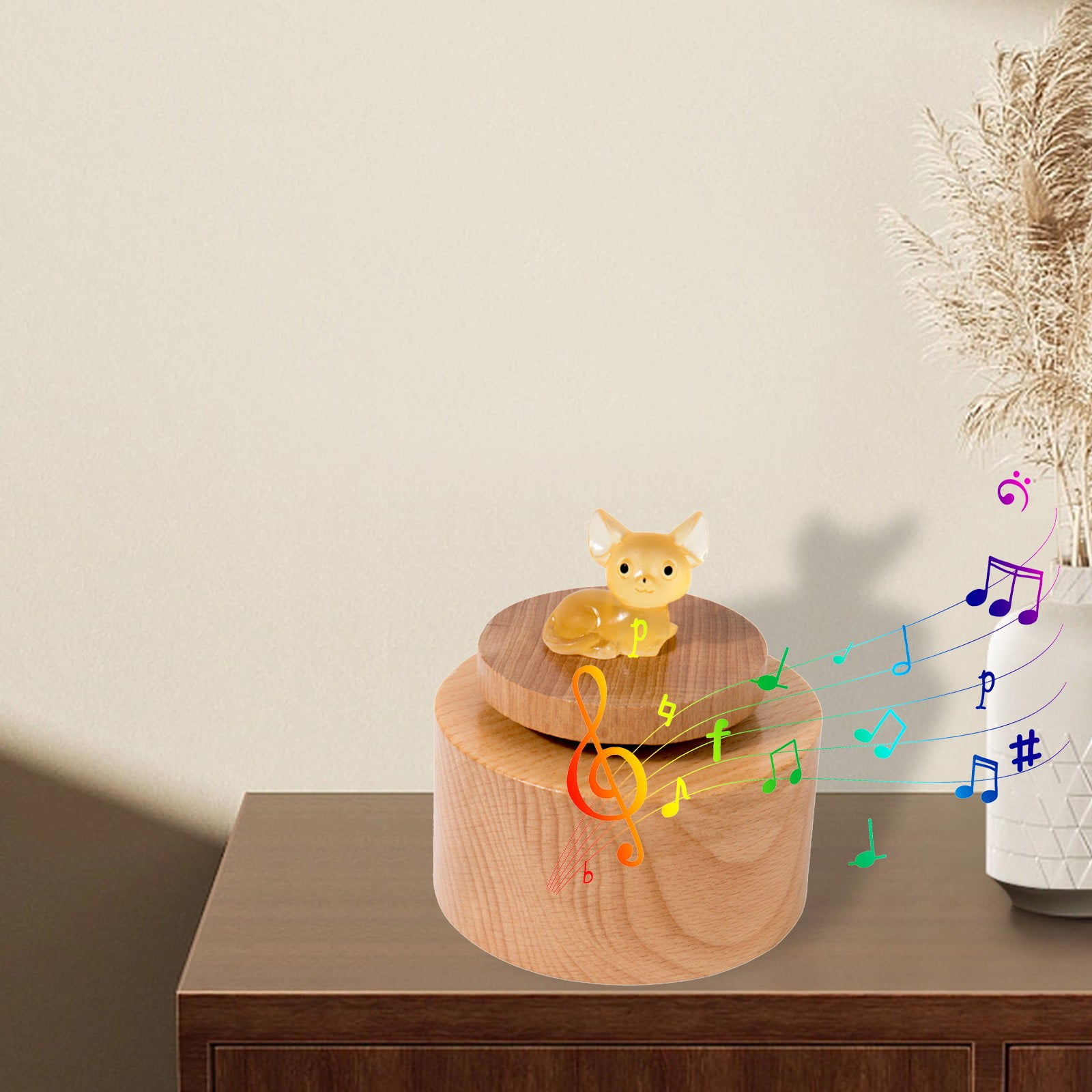 Edgergery Cute Little Dog Mini Round Music Box,Little Animals Wooden ...