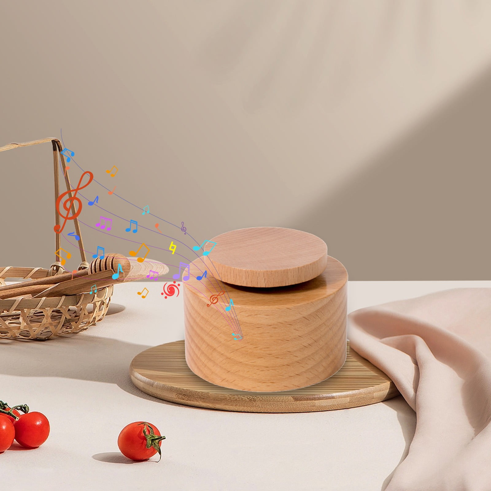 Edgergery Cute Little Mini Round Music Box,Little Wooden Mechanical ...