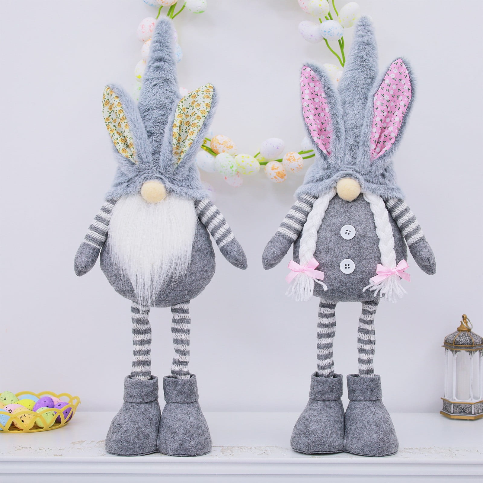 Edgergery Easter Gnomes Table Decorations, Large Cute Bunny Gnome with ...