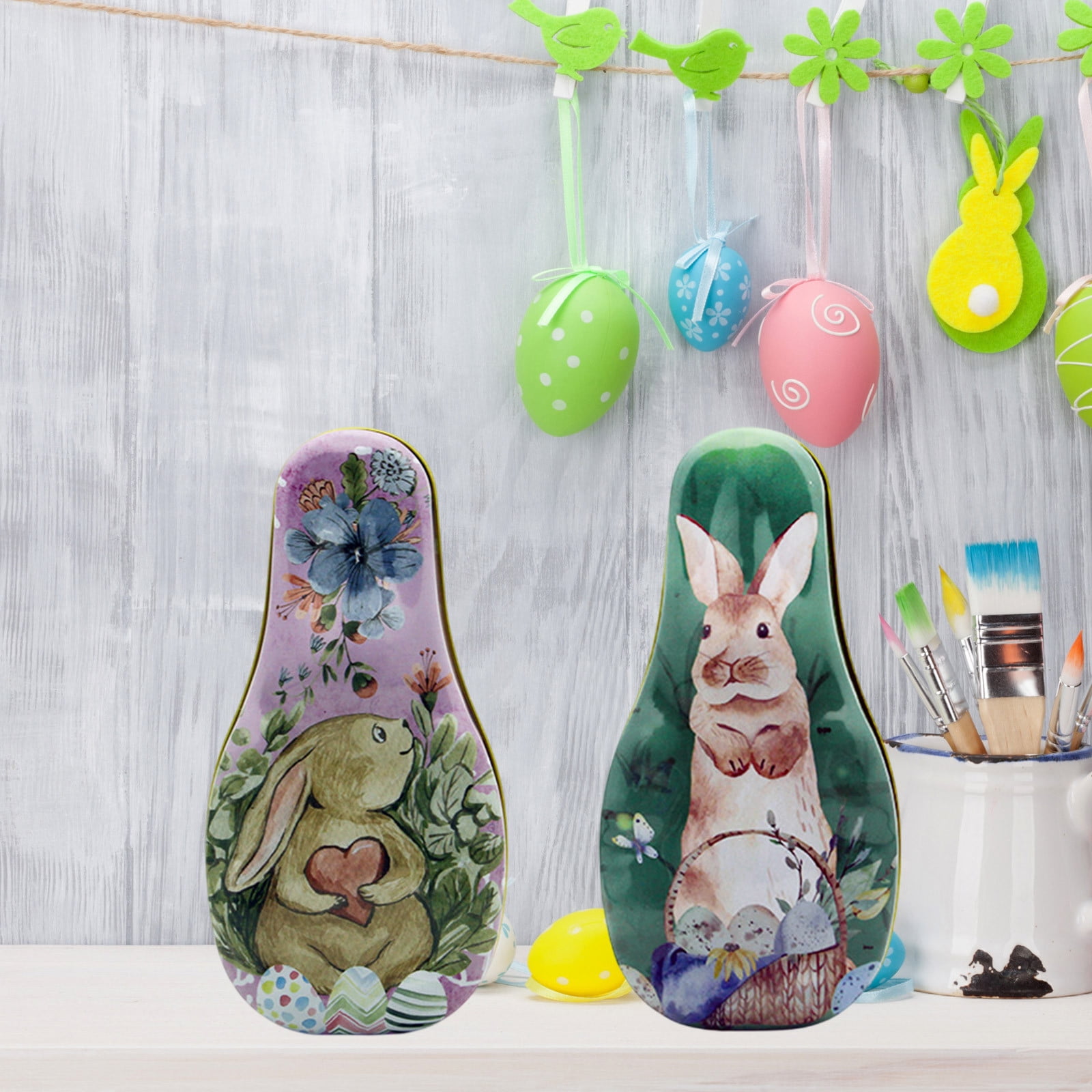 Easter Tins Decor, Easter Bunny Pattern Tins with Lids, Easter Treat ...