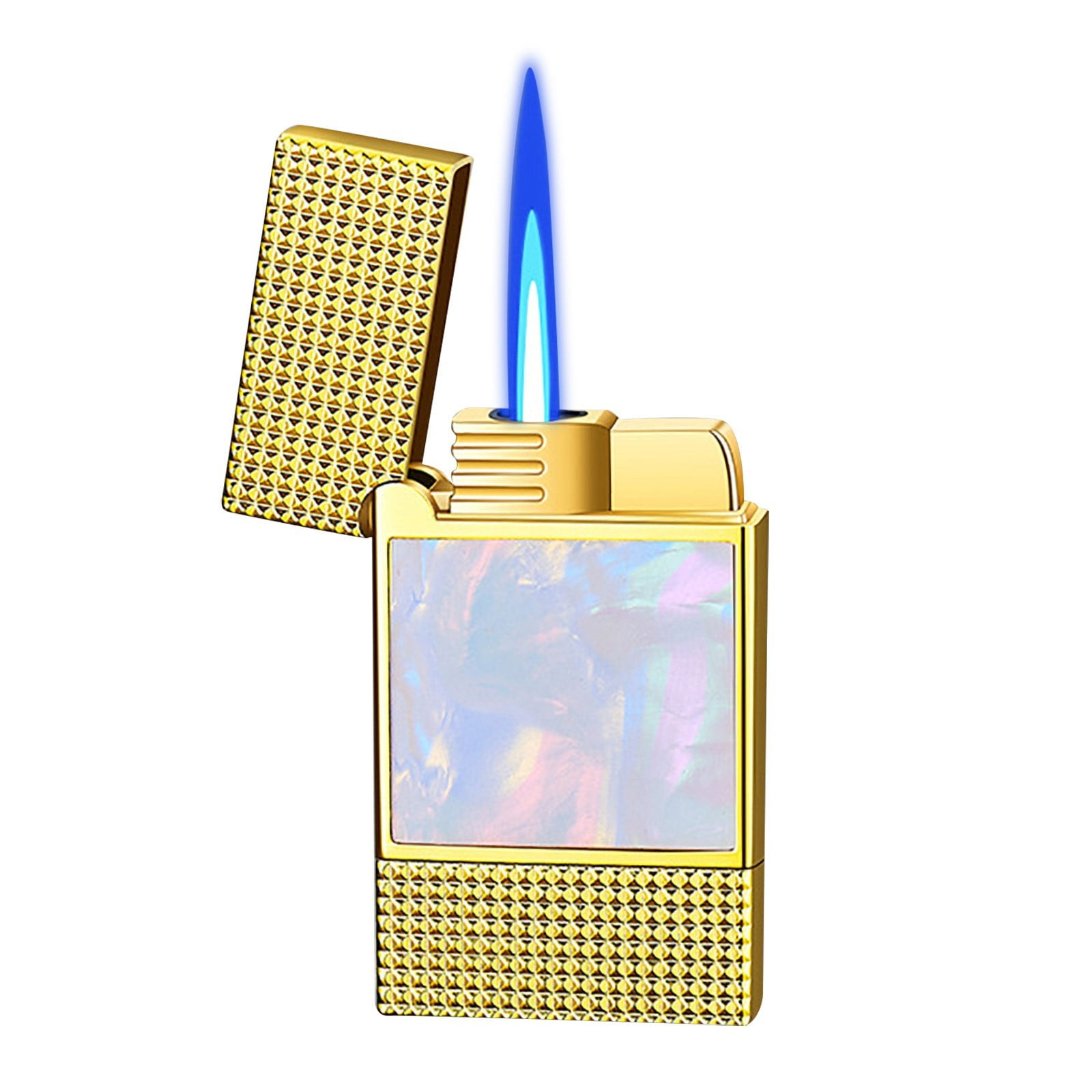 Edgergery Electric Lighter,Inlaid Shell Metal Windproof Blue Flame ...