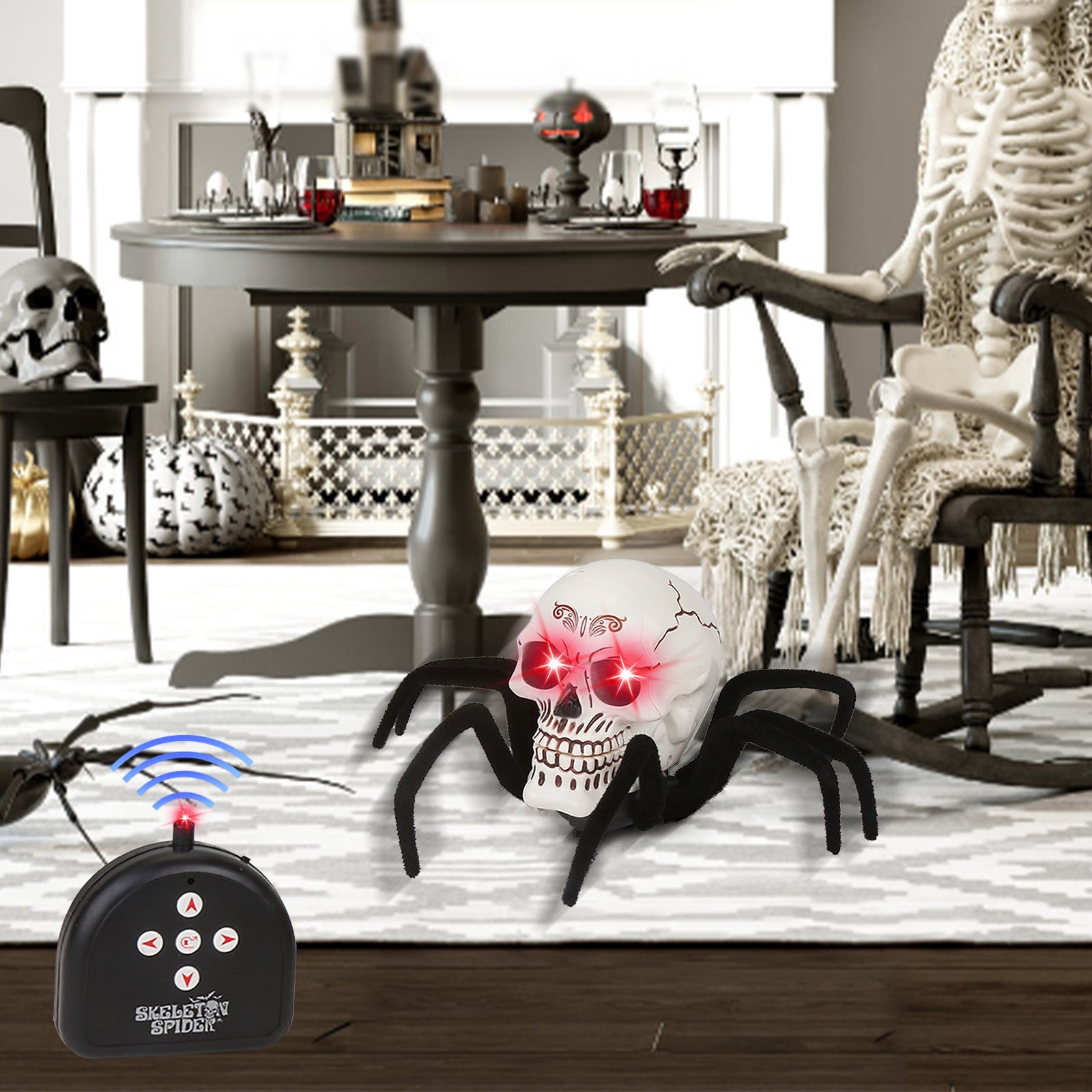 Edgergery Halloween RC Ghost Skull Head Spider Ornament,Wireless Remote ...