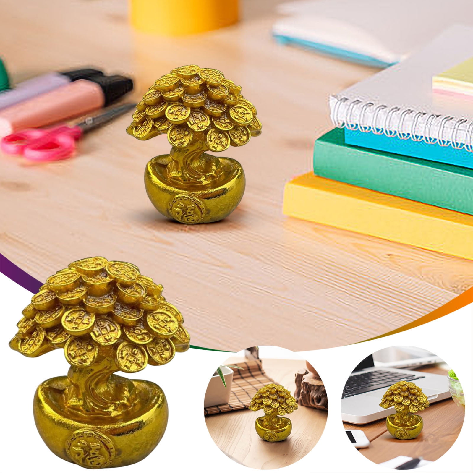 Edgergery Ingot Copper Money Tree Ornament,Yuanbao Tree Decor for ...