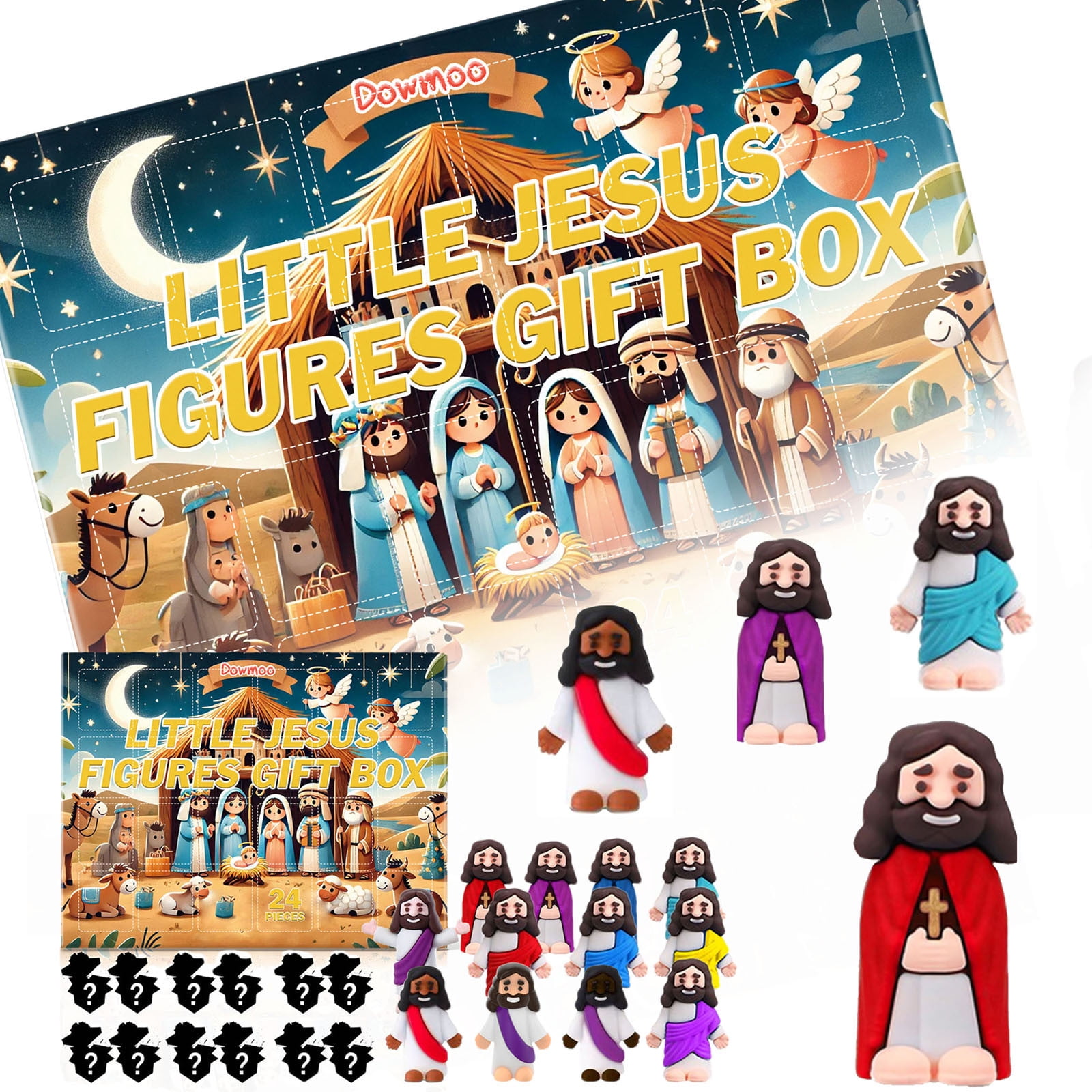 Edgergery Jesus Figures Gift Box,24 Pieces Mini Jesus Figurines Jesus ...
