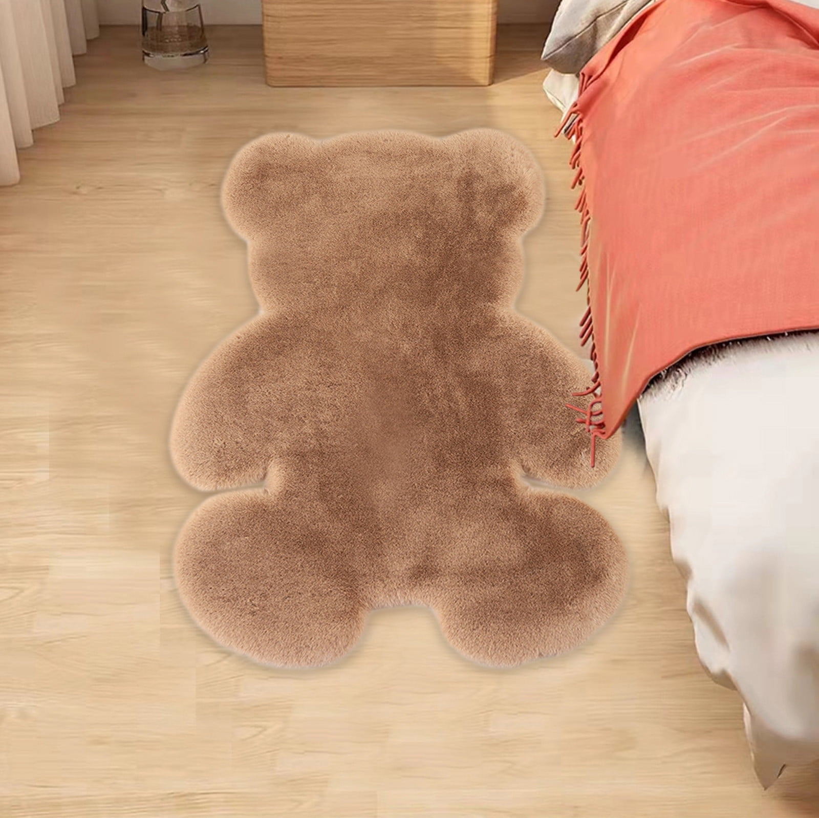 Edgergery Khaki Bear Shag Rug,Soft Fluffy Faux Sheepskin Fur Rug,3D ...