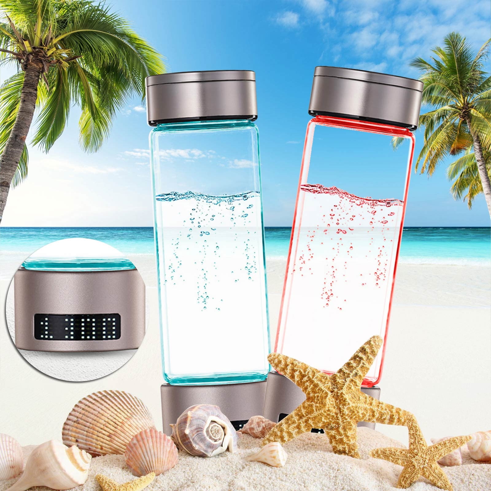 LED Double Layer Water Bottle Generator,400ml Portable Rechargeable ...