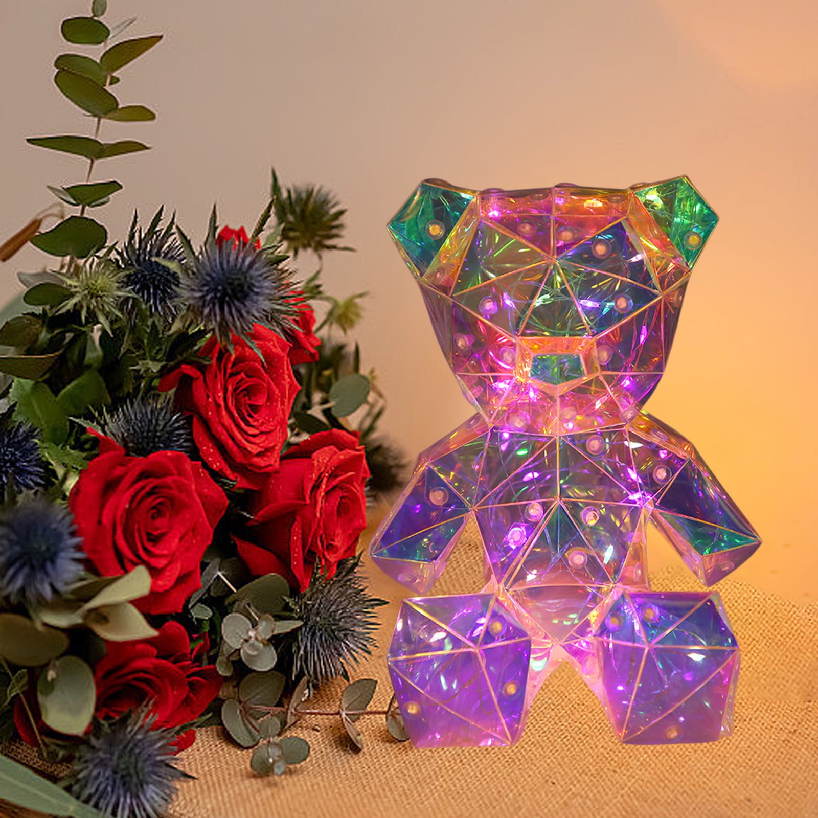 Edgergery LED Teddy Bear Night Light,Colorful LED Light Up Bear with ...