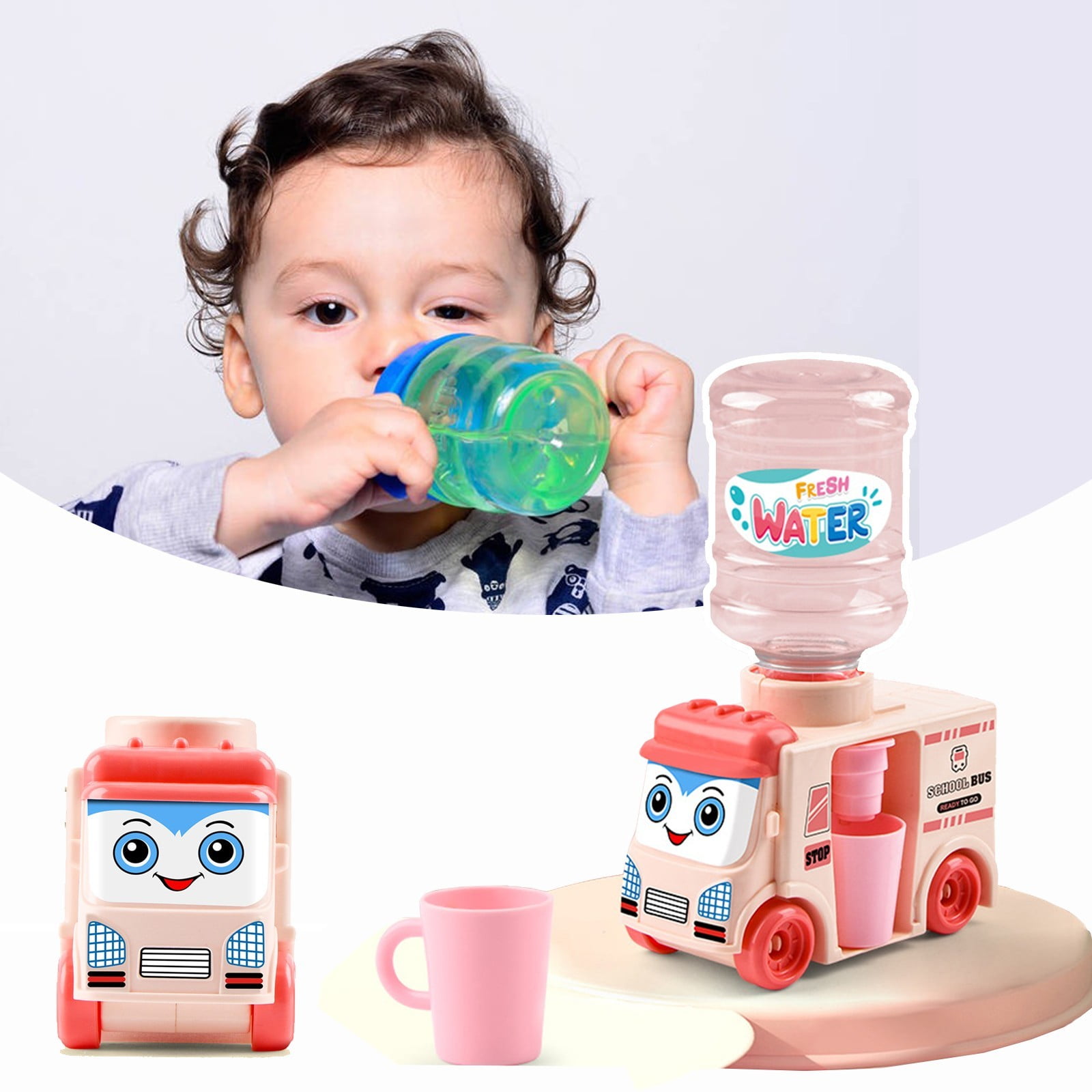 Mini Pink Water Dispenser for Kids,Kids Bus Water Cooler Toy,Adorable ...