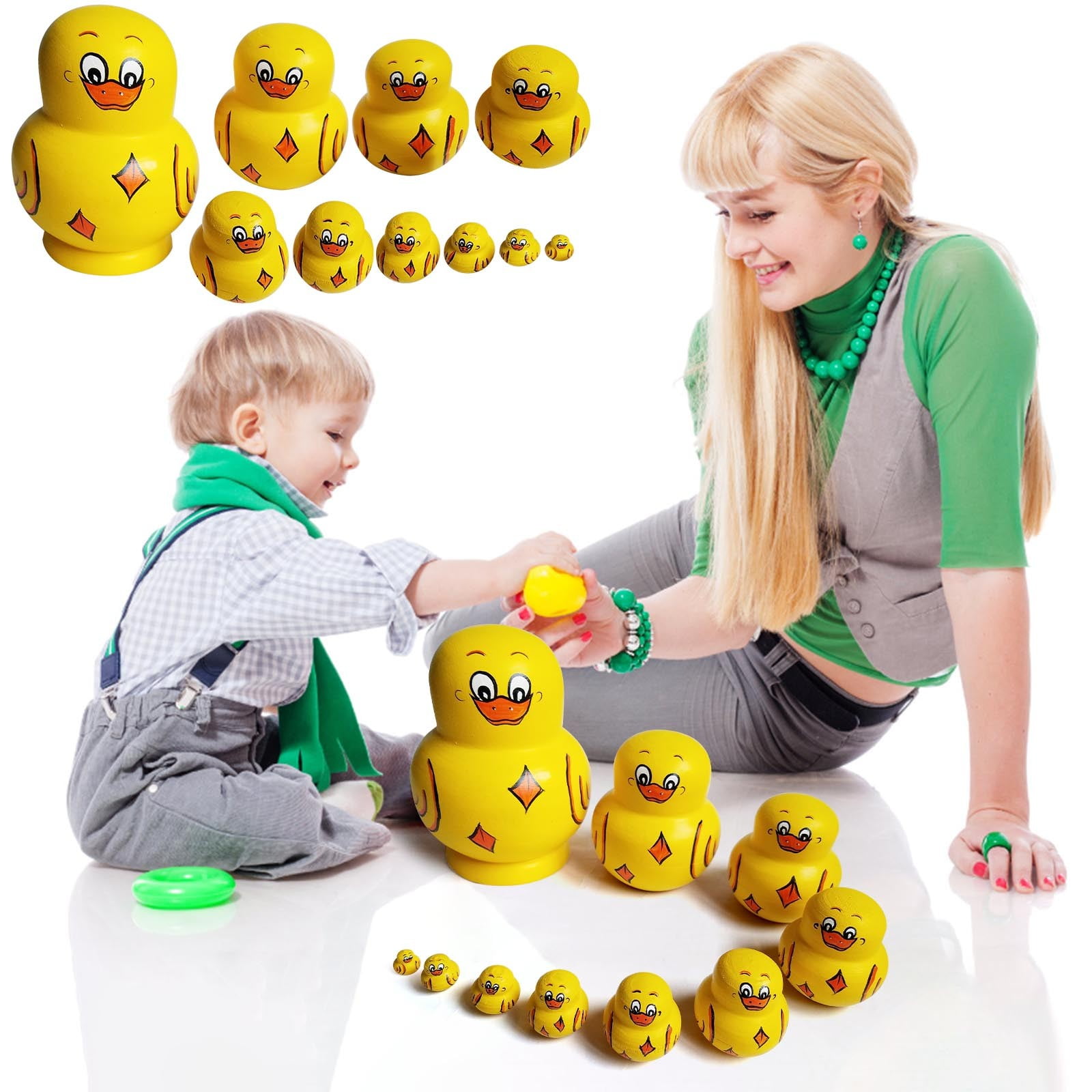 Edgergery Nesting Dolls Toys,Cute Lovely Animal Yellow Duck Handmade ...