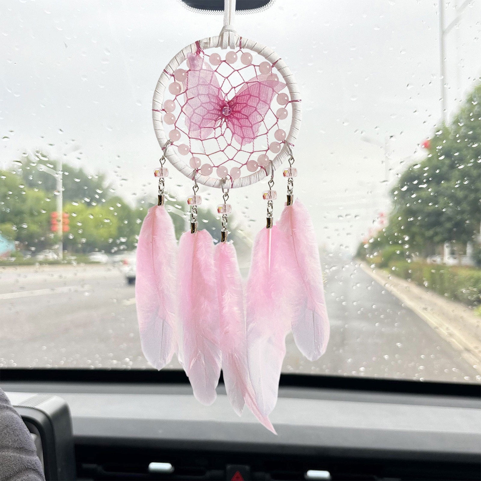 Edgergery Pink Mini Dream Catchers,Rooster Feather with Butterfly ...