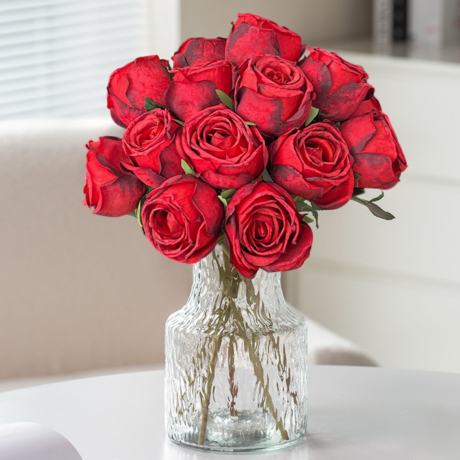 Edgergery Red Artificial Roses,Large Flower Head,11.4 Inch Silk Roses ...