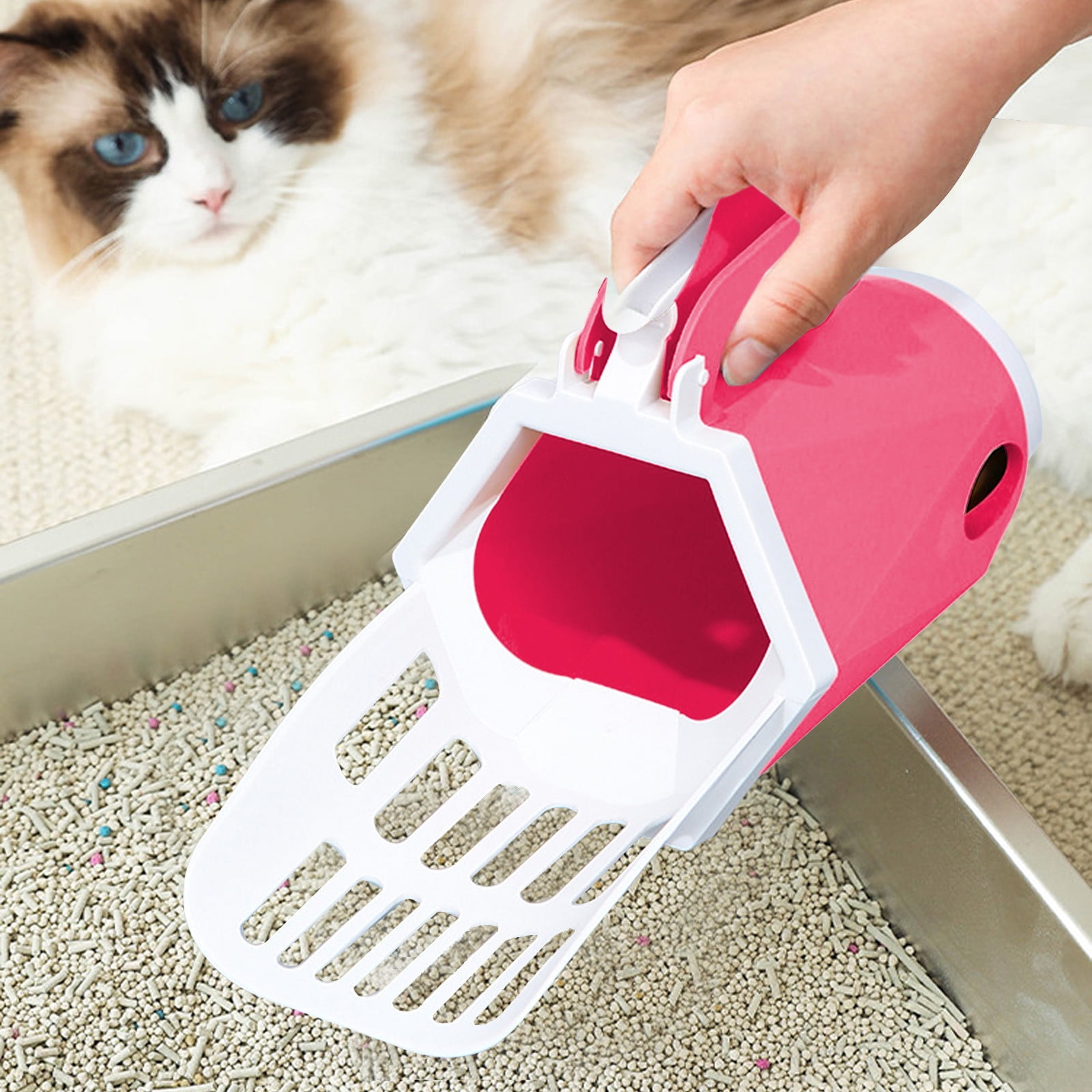 Edgergery Red Cat Litter Scoop, Cat Litter Scooper with Trash Container ...