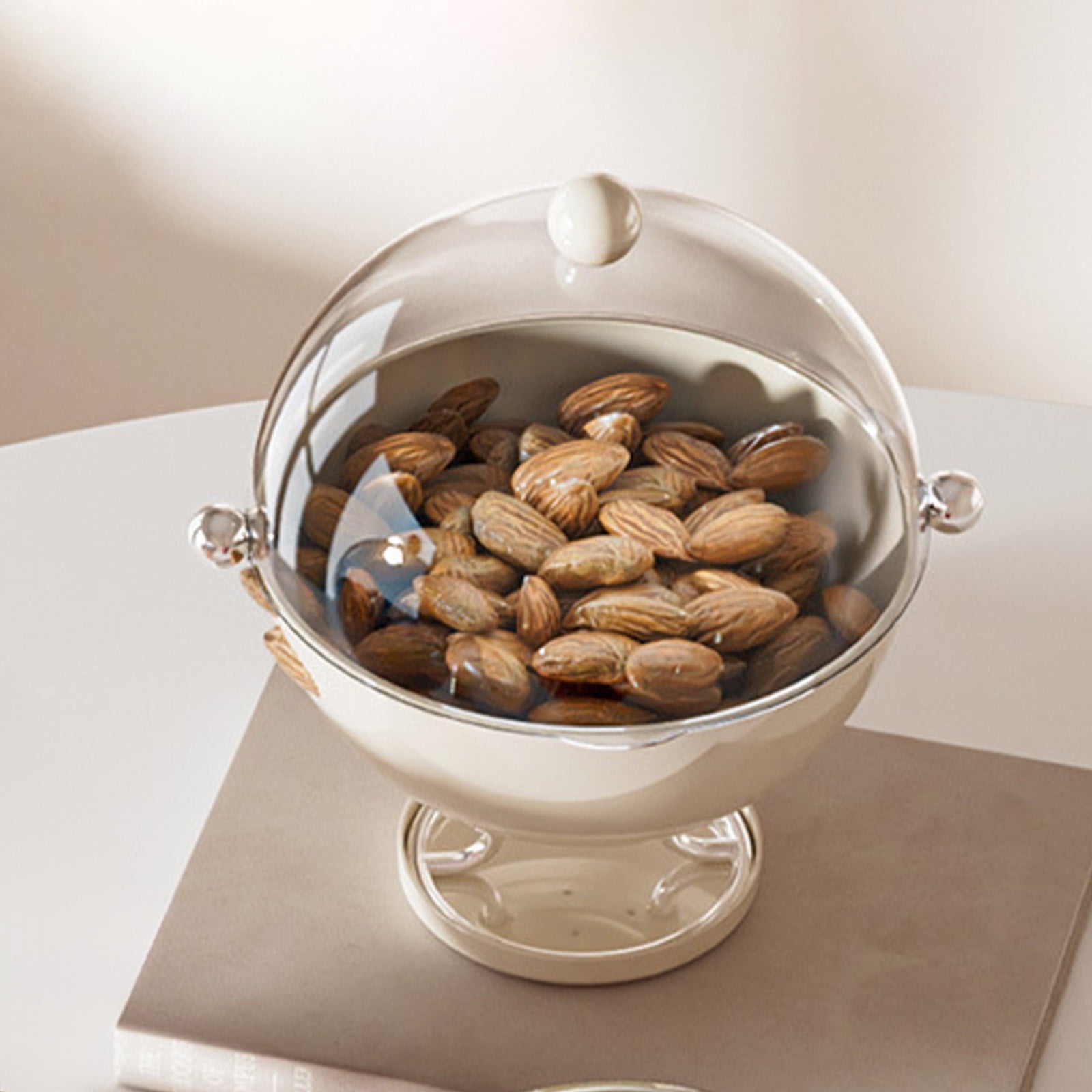 Round Fruit Bowl with Round Ball Lid,11 inch Plastic Fruit Basket Fruit ...