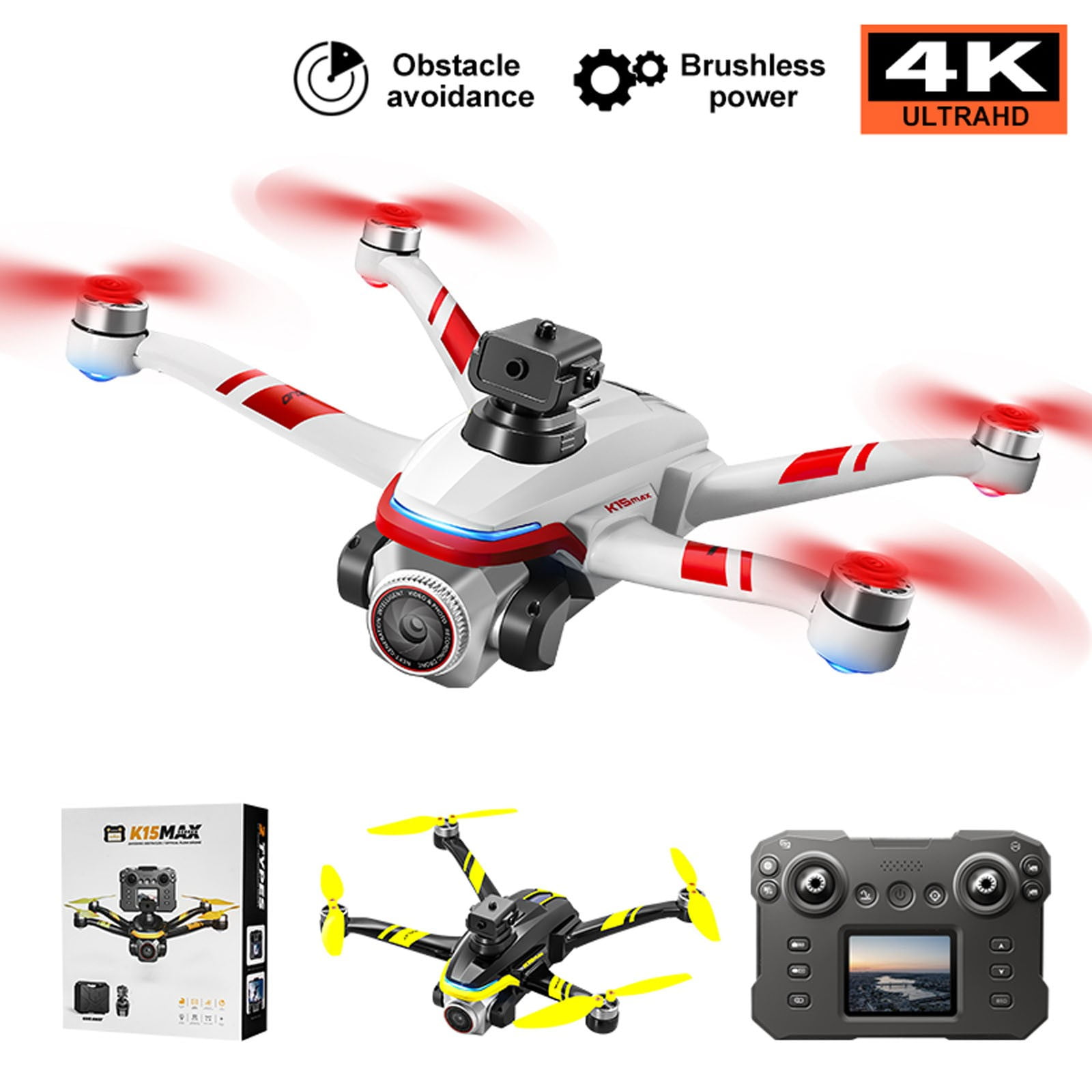 Edgergery Smart Drone with 4K Camera for Adults,Drone with Obstacle ...