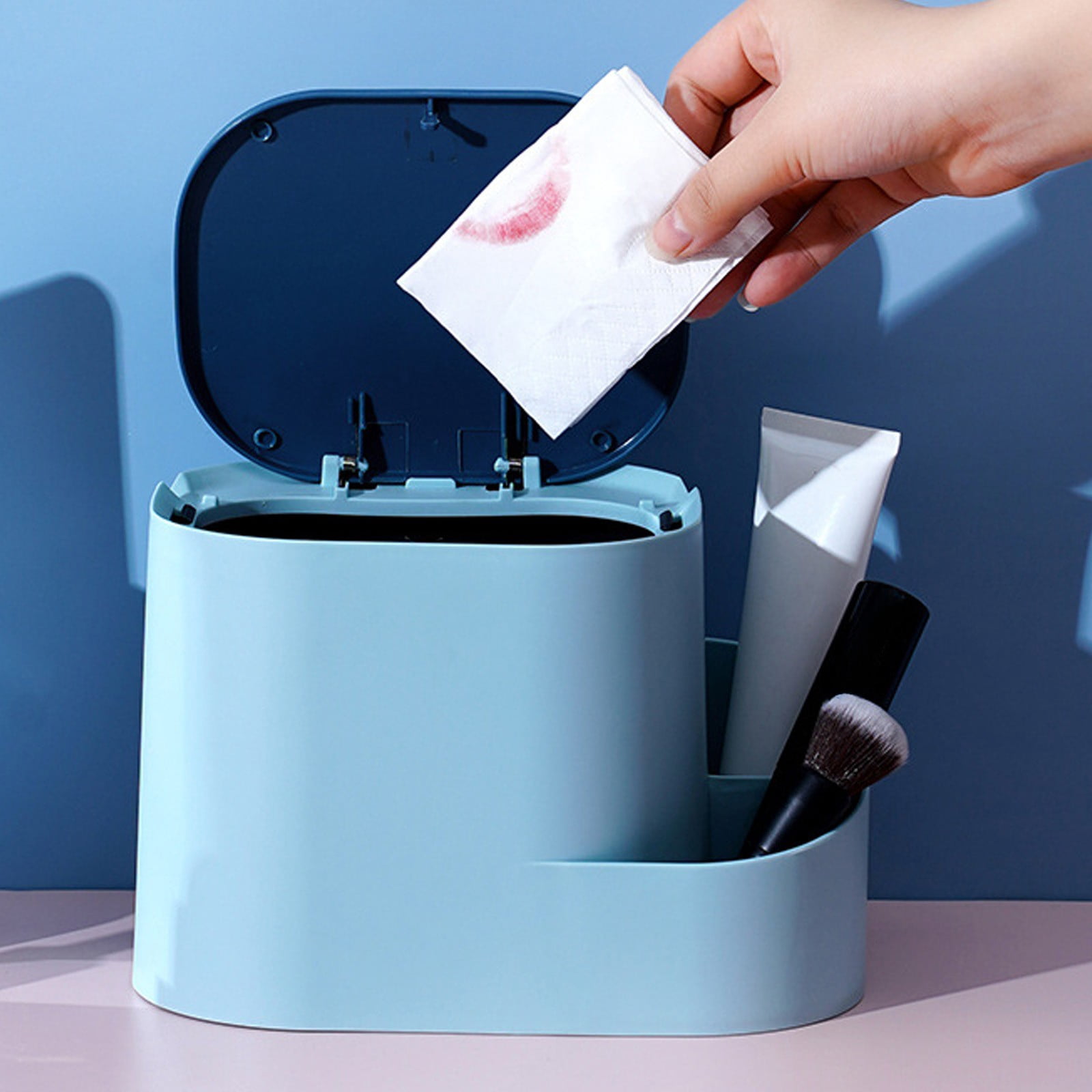Edgergery Trash Bin,Mini Press Bin with Lid,Desktop Multi-Function ...