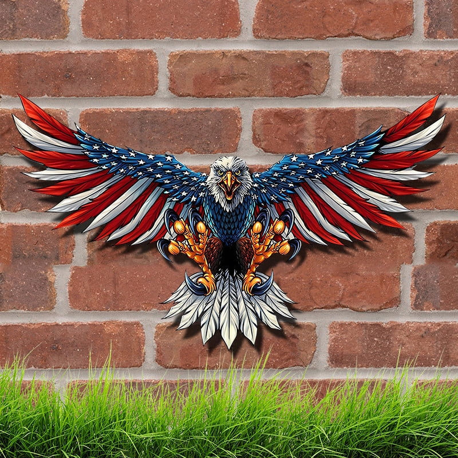 Edgergery US Flag Pattern Bald Eagle Decorations Independence Day Metal ...