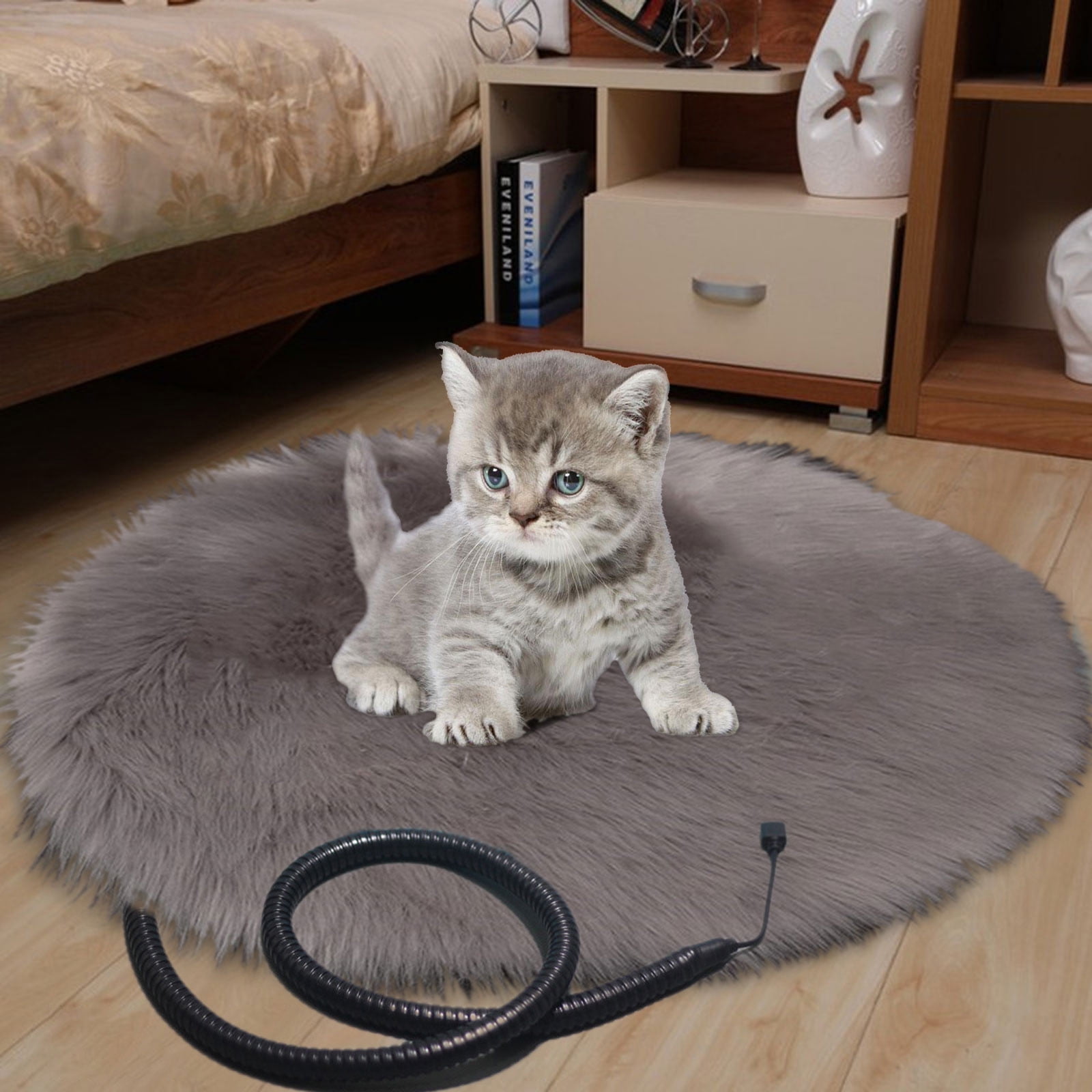 Edgergery Winter Hested Pet Pad,USB Plush Pet Heating Rug,Faux Fur Rug ...