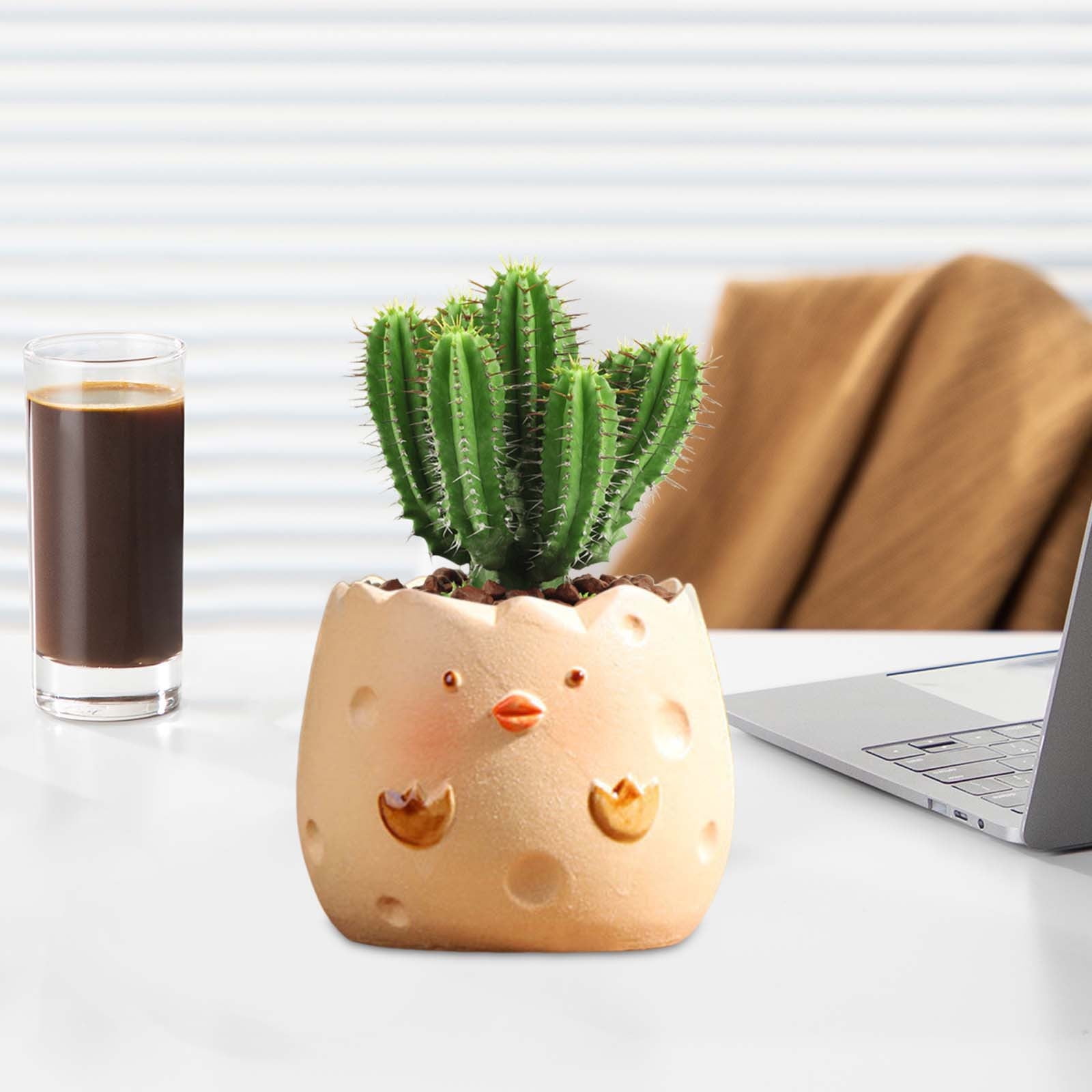 Edgergery Yellow Ceramic Succulent Pot,Cute Egg Shell Flower Pot,Handmade Succulent Planter ...